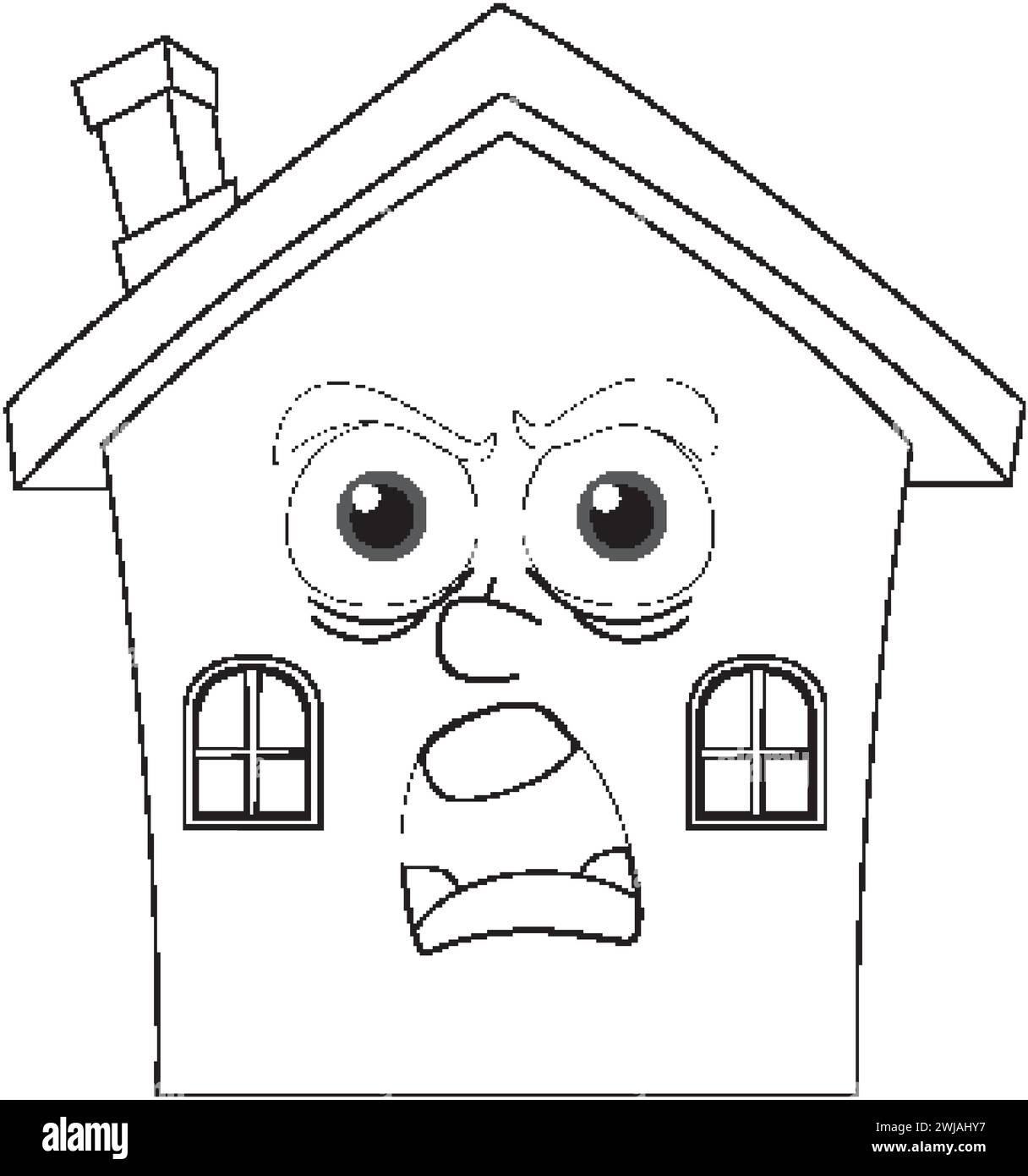 Vector Illustration Of A House With A Shocked Expression Stock Vector Image And Art Alamy