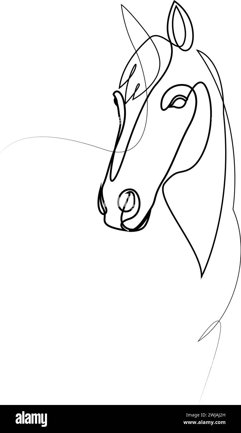 Horse one line art Black and White Stock Photos & Images - Alamy