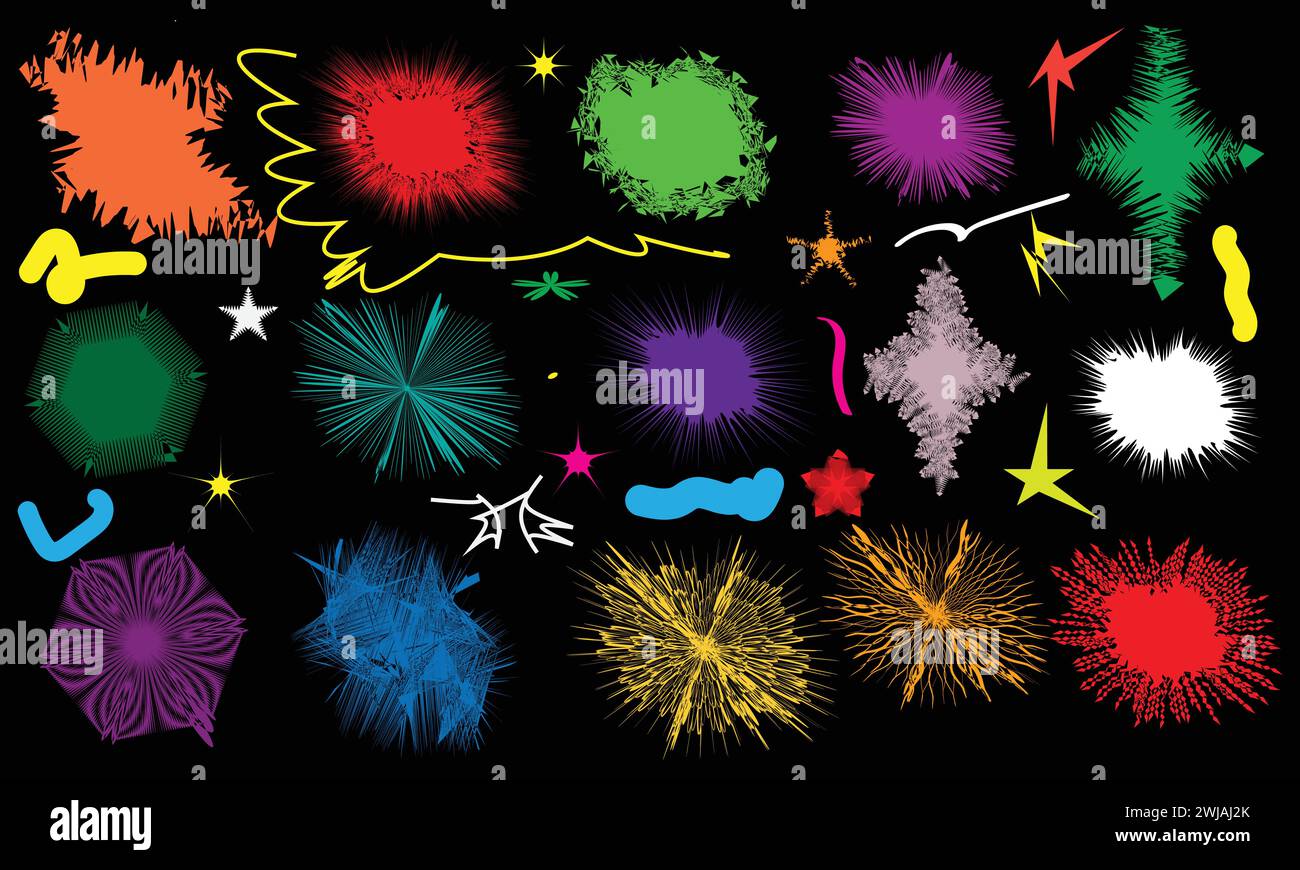 Starburst set red color, sun ray frames, sunburst badges, retro stars ...