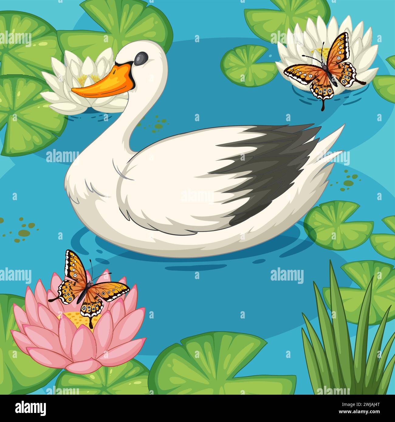 Swan over water Stock Vector Images - Alamy