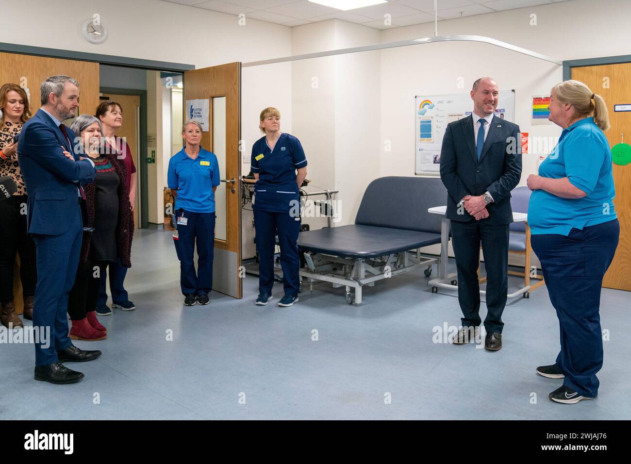 Scottish Health Secretary Neil Gray (second right) meets staff working ...
