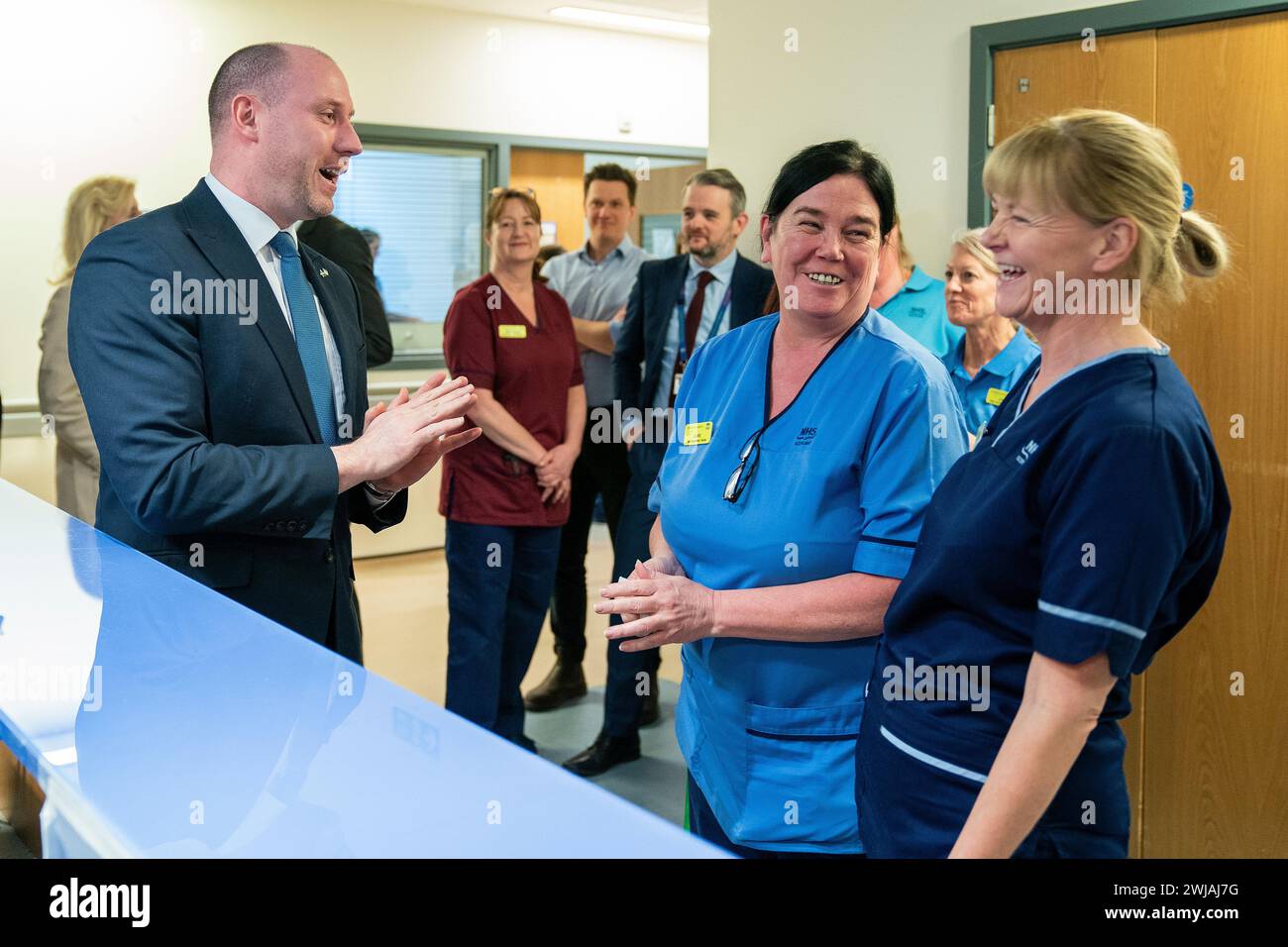 Scottish Health Secretary Neil Gray (left)meets staff working in the ...