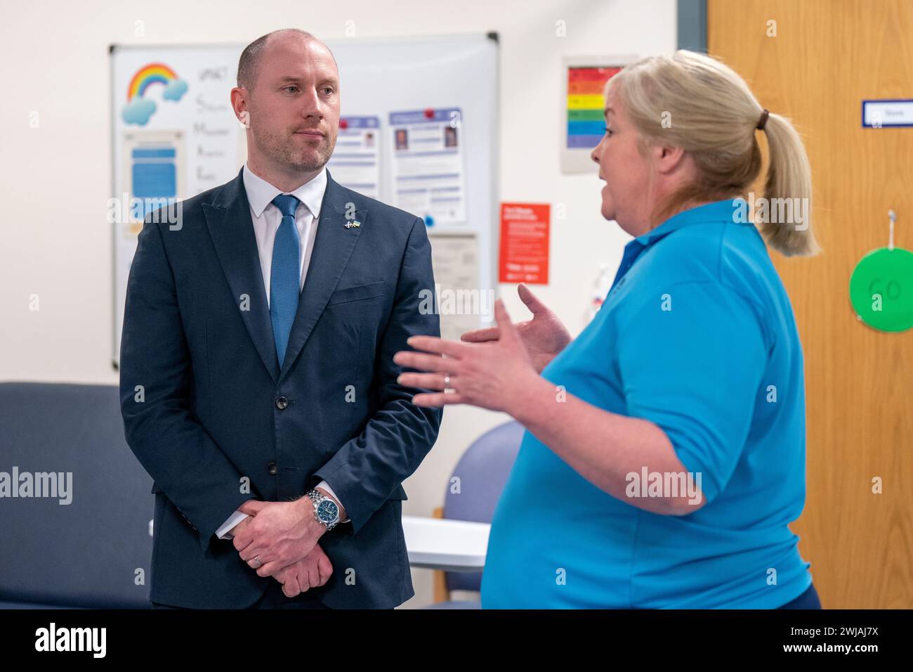 Scottish Health Secretary Neil Gray (left)meets staff working in the ...