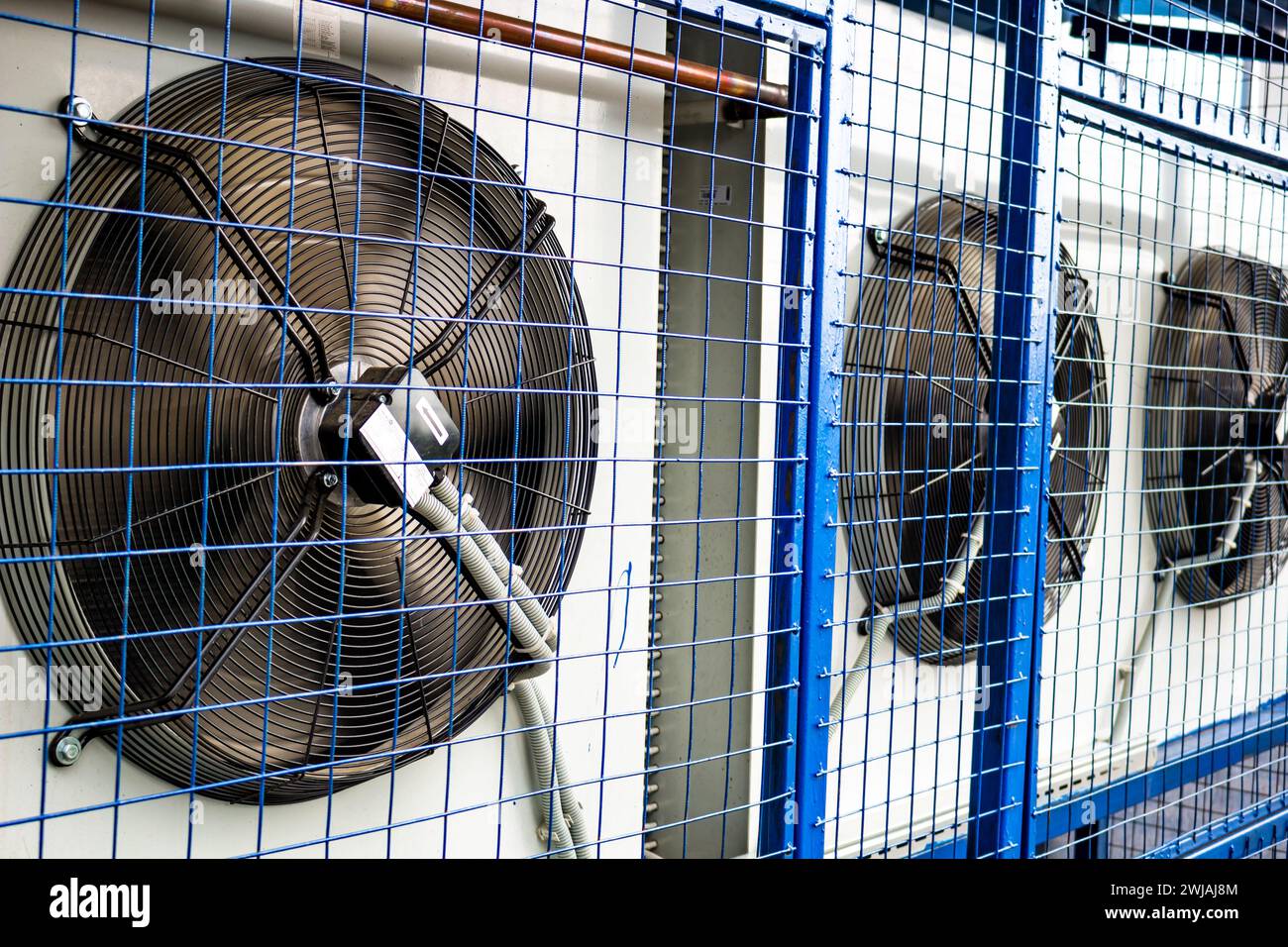 Fans ventilation systems. Large fan loupes close up Stock Photo - Alamy