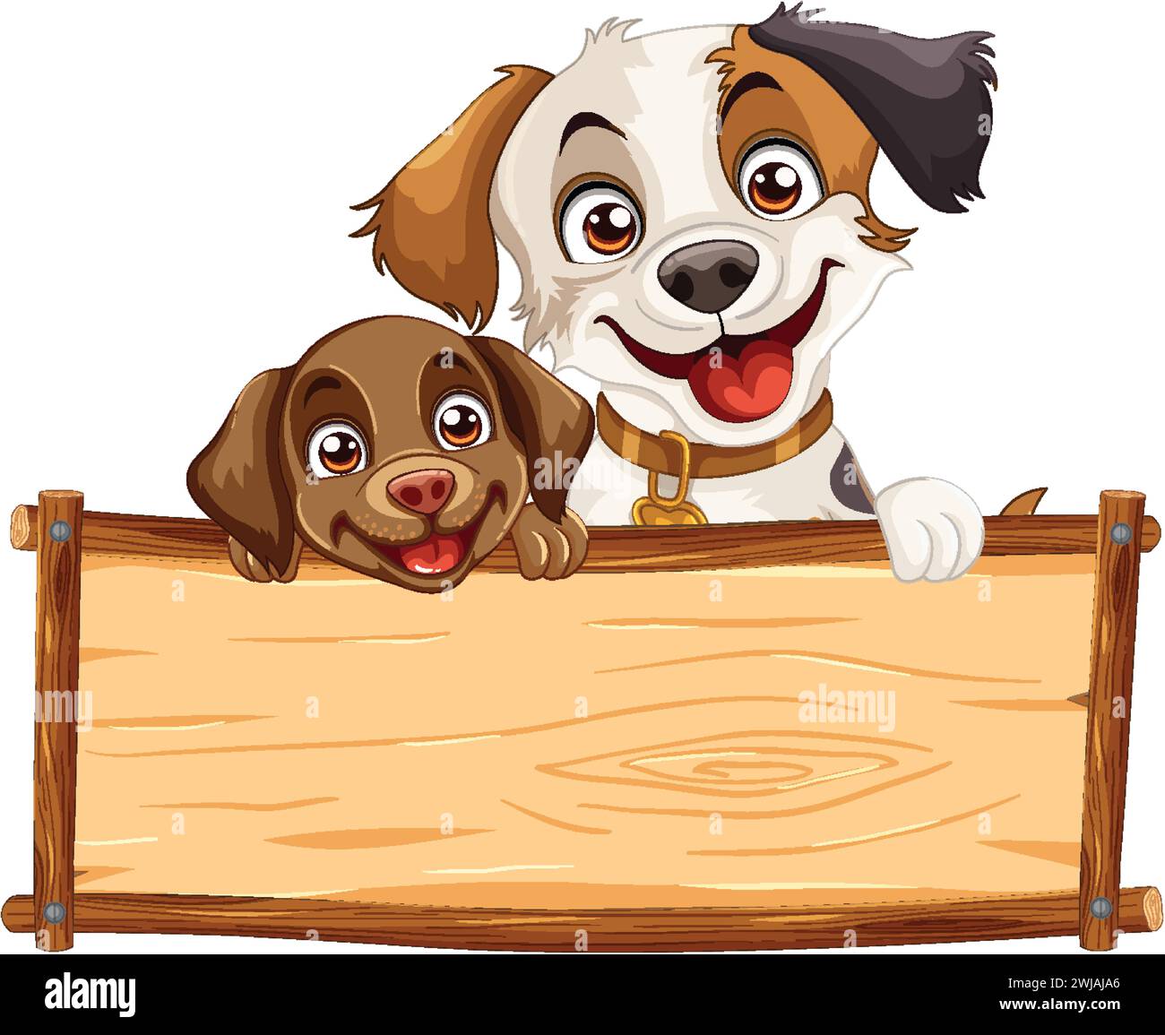 Two cartoon dogs holding a blank wooden sign Stock Vector Image & Art ...