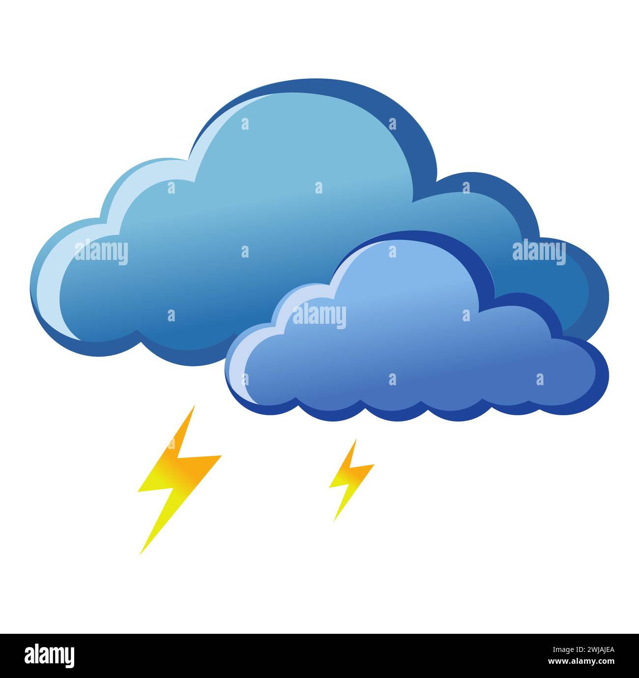 Cute vector isolated weather app icon with dark thunder cloud with lightning. Interface elements ...