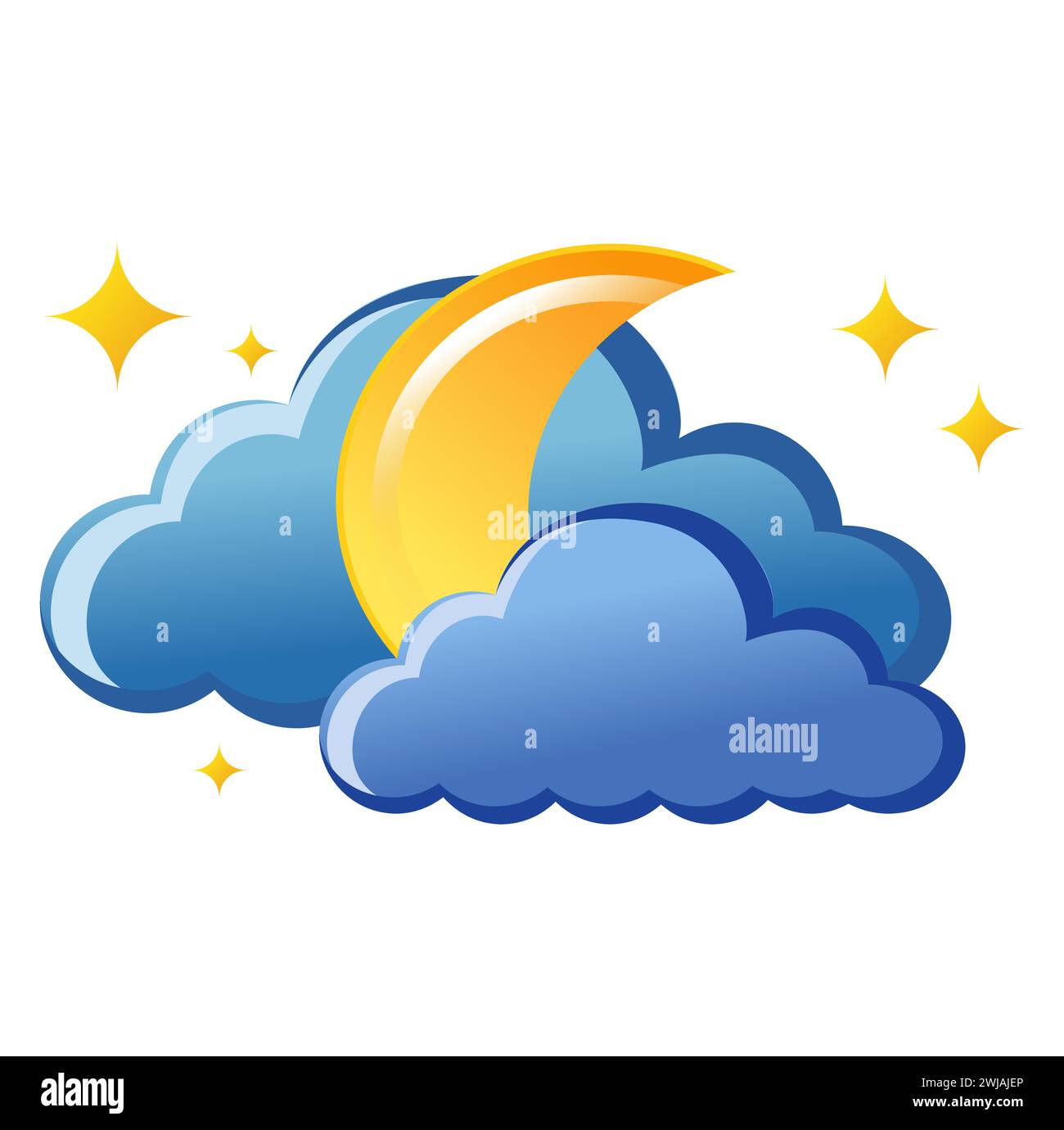 Cute vector isolated weather app icon with dark nigt thunder cloud with ...