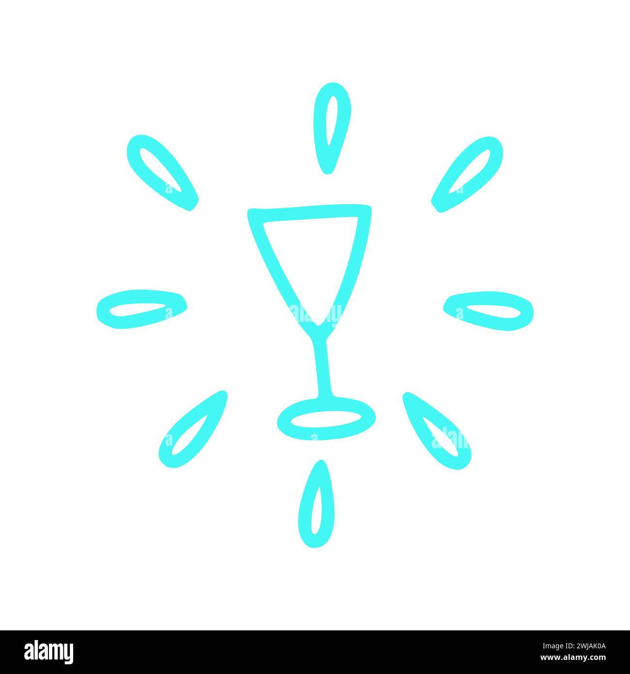 Blue Hand Drawn Shining Cocktail Glass Line Icon Stock Vector Image ...