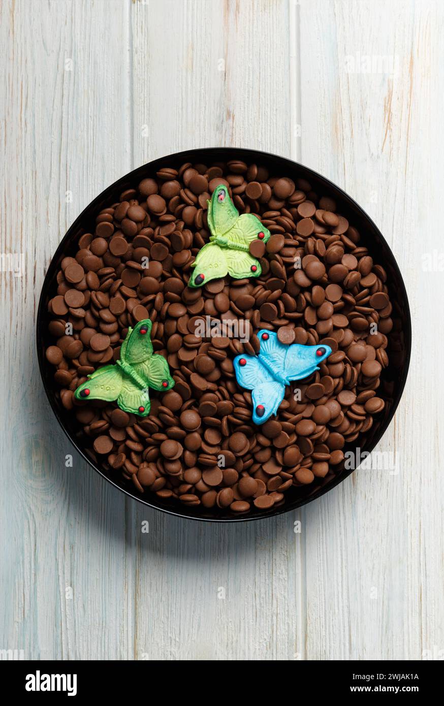 Chocolate drops for making chocolate and candies, sugar butterfly ...