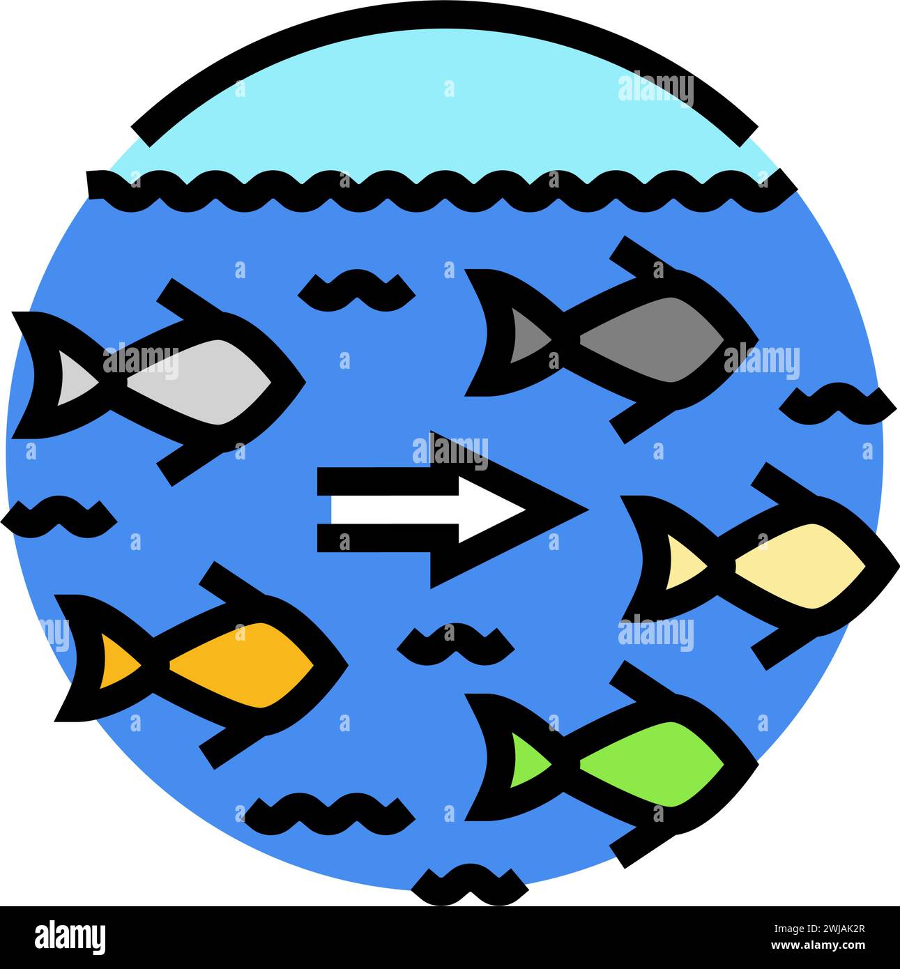 fish migration hydroelectric power color icon vector illustration Stock ...