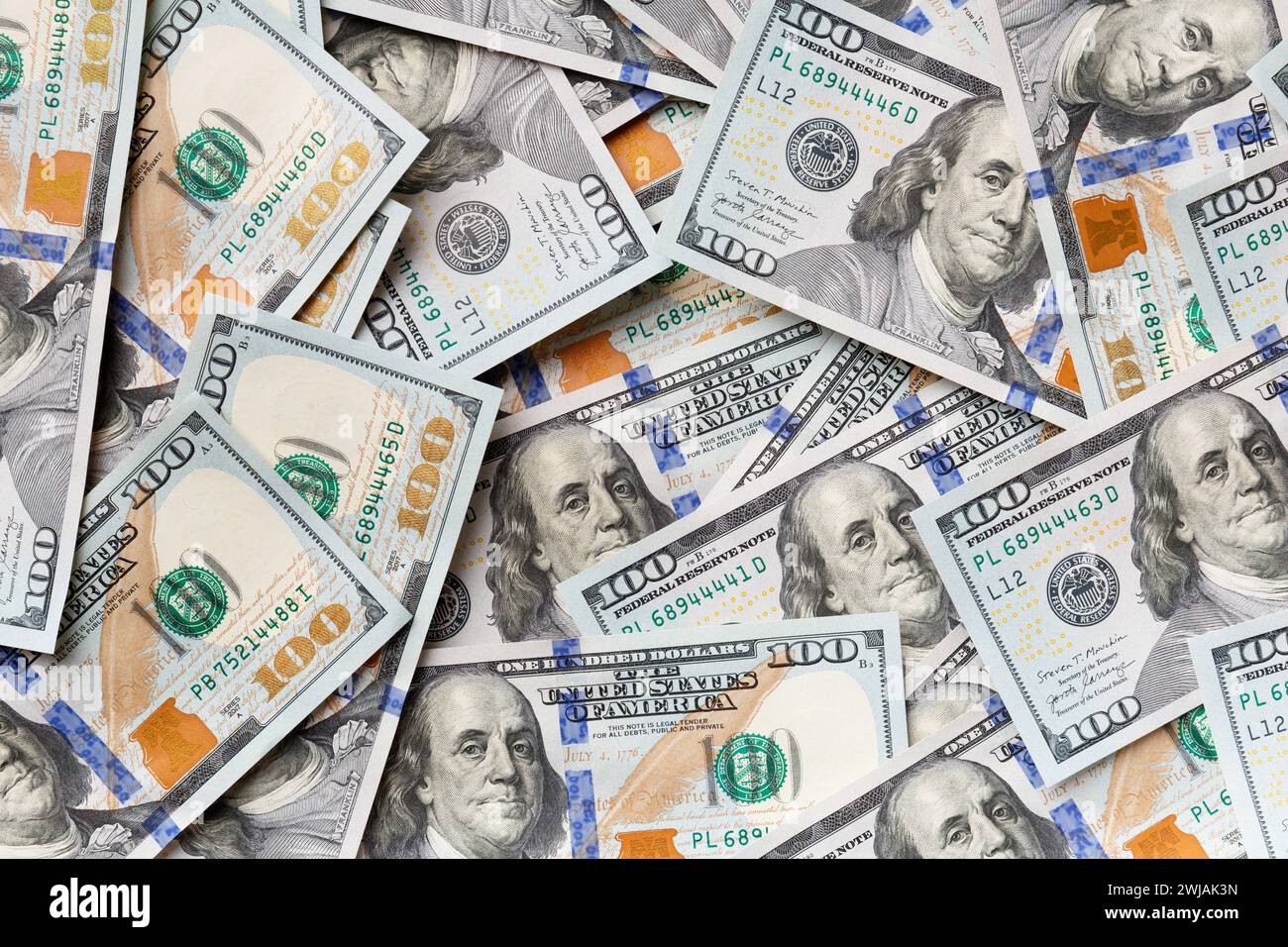 One hundred dollars banknotes as a background, dollar background, new ...