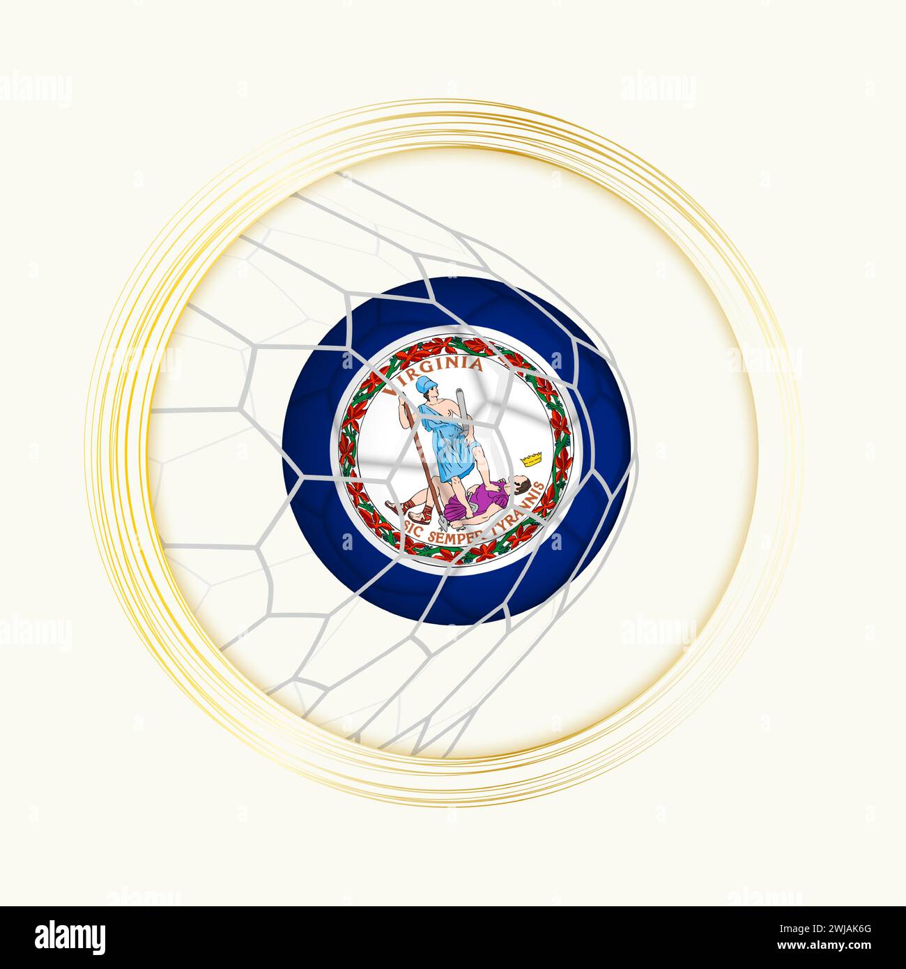 Virginia scoring goal, abstract football symbol with illustration of ...