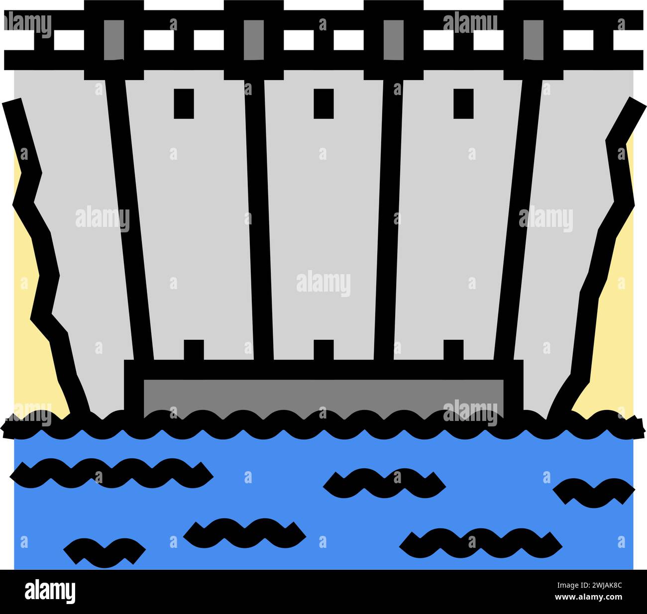 dam structure hydroelectric power color icon vector illustration Stock ...