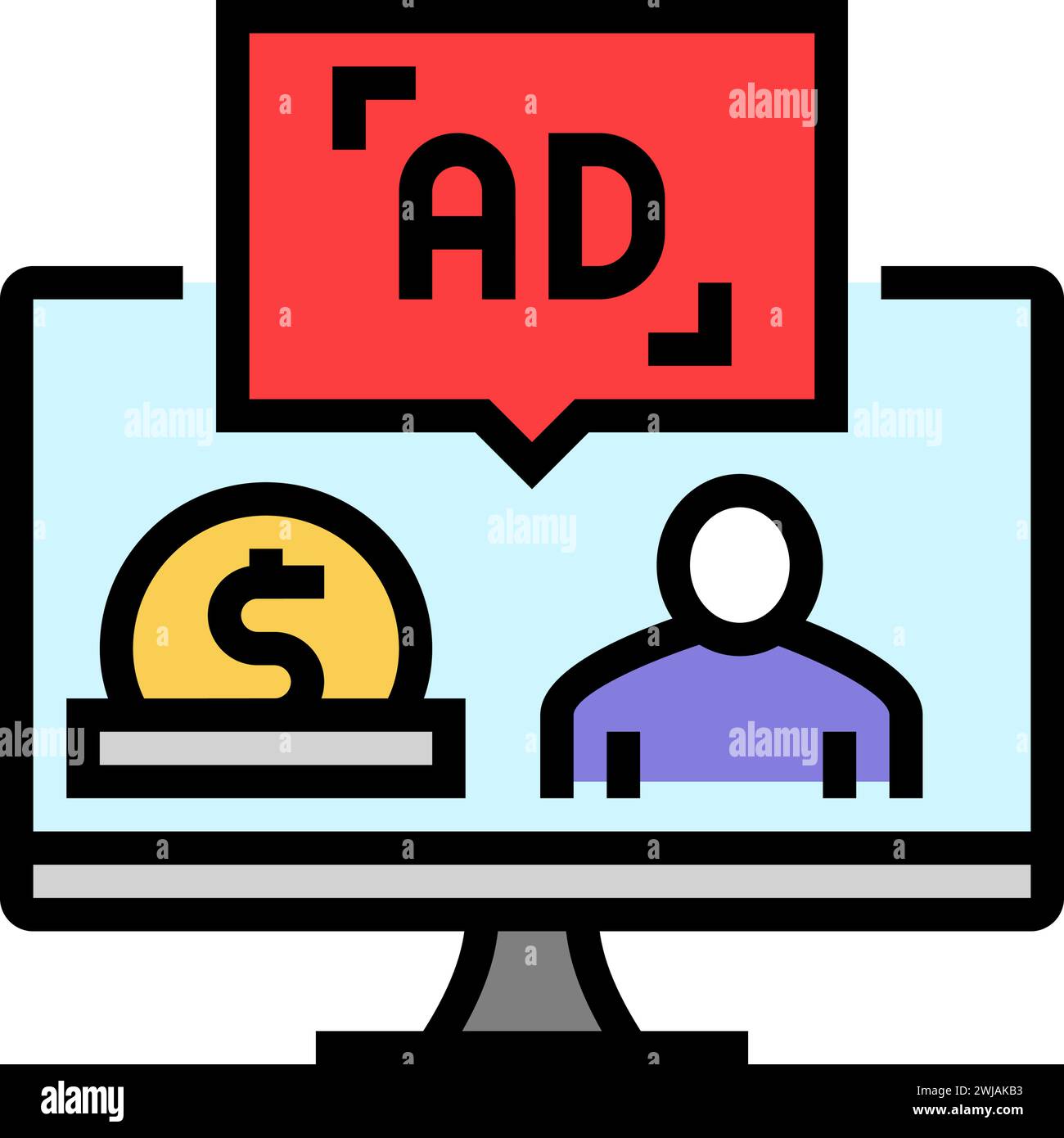 sponsored content color icon vector illustration Stock Vector Image ...