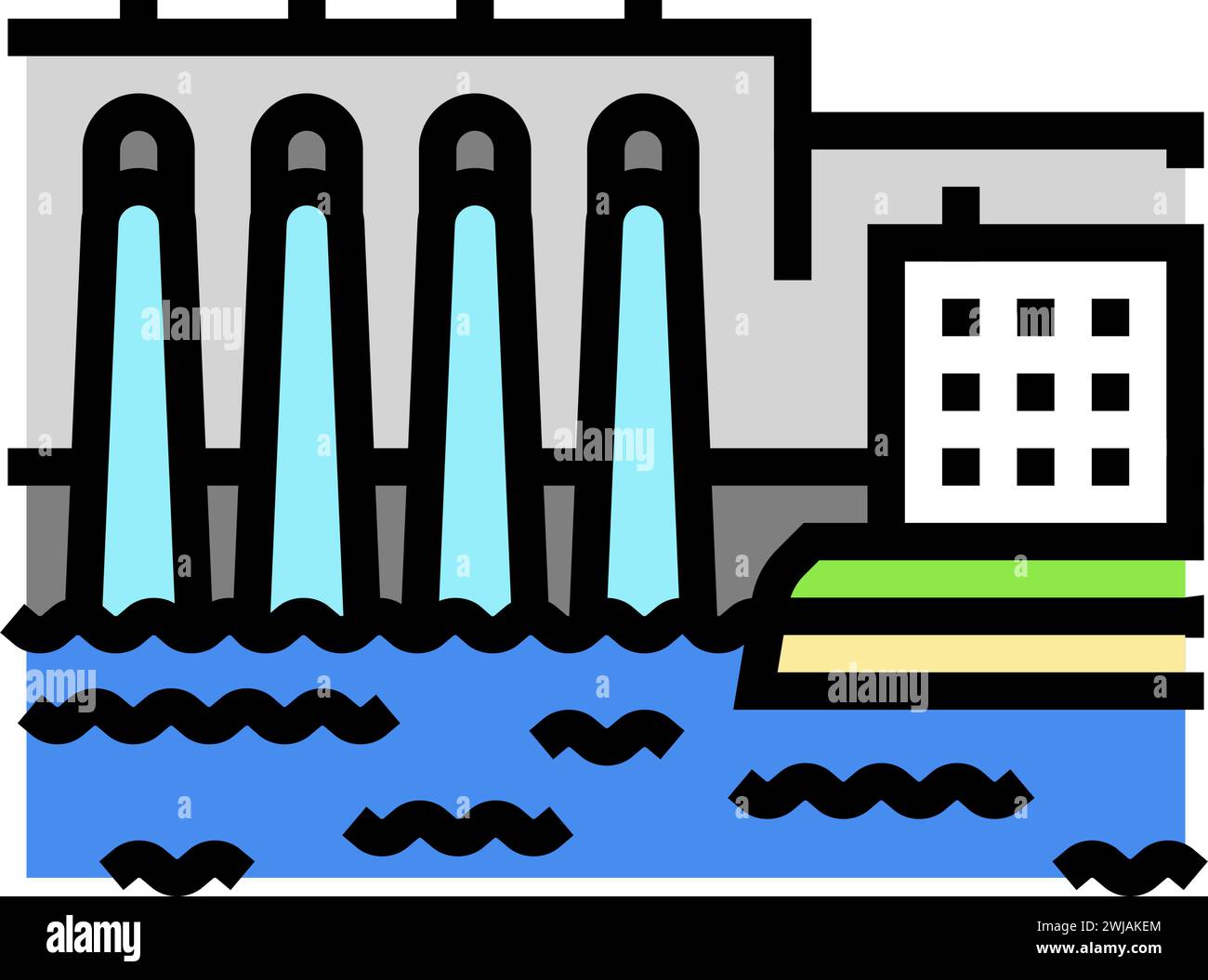 hydro station hydroelectric power color icon vector illustration Stock ...