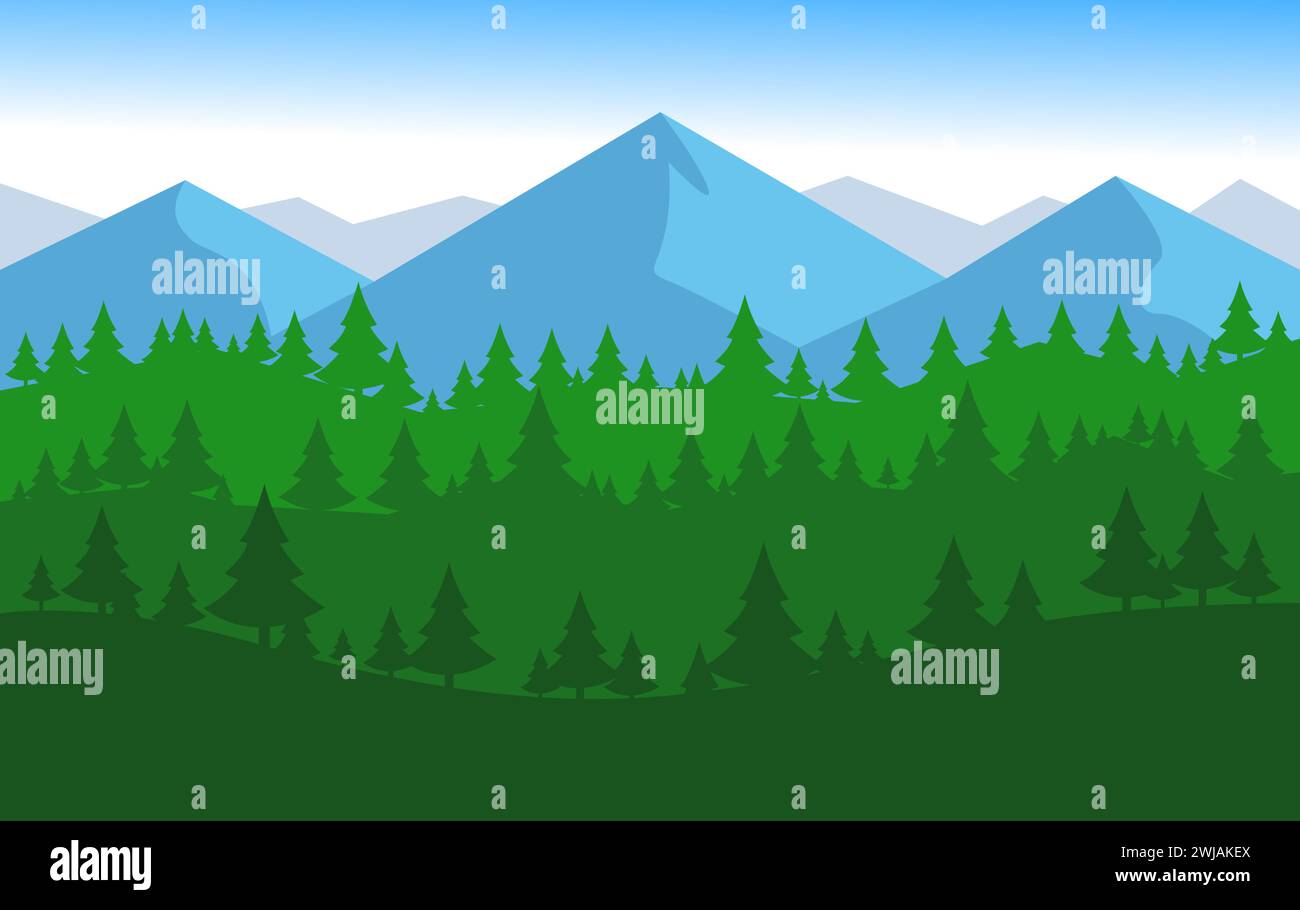 mountain and forest vector illustration Stock Vector Image & Art - Alamy