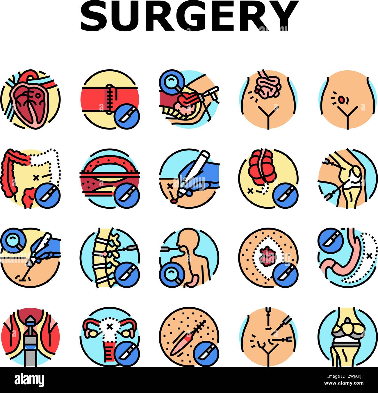surgery doctor surgeon hospital icons set vector Stock Vector Image ...