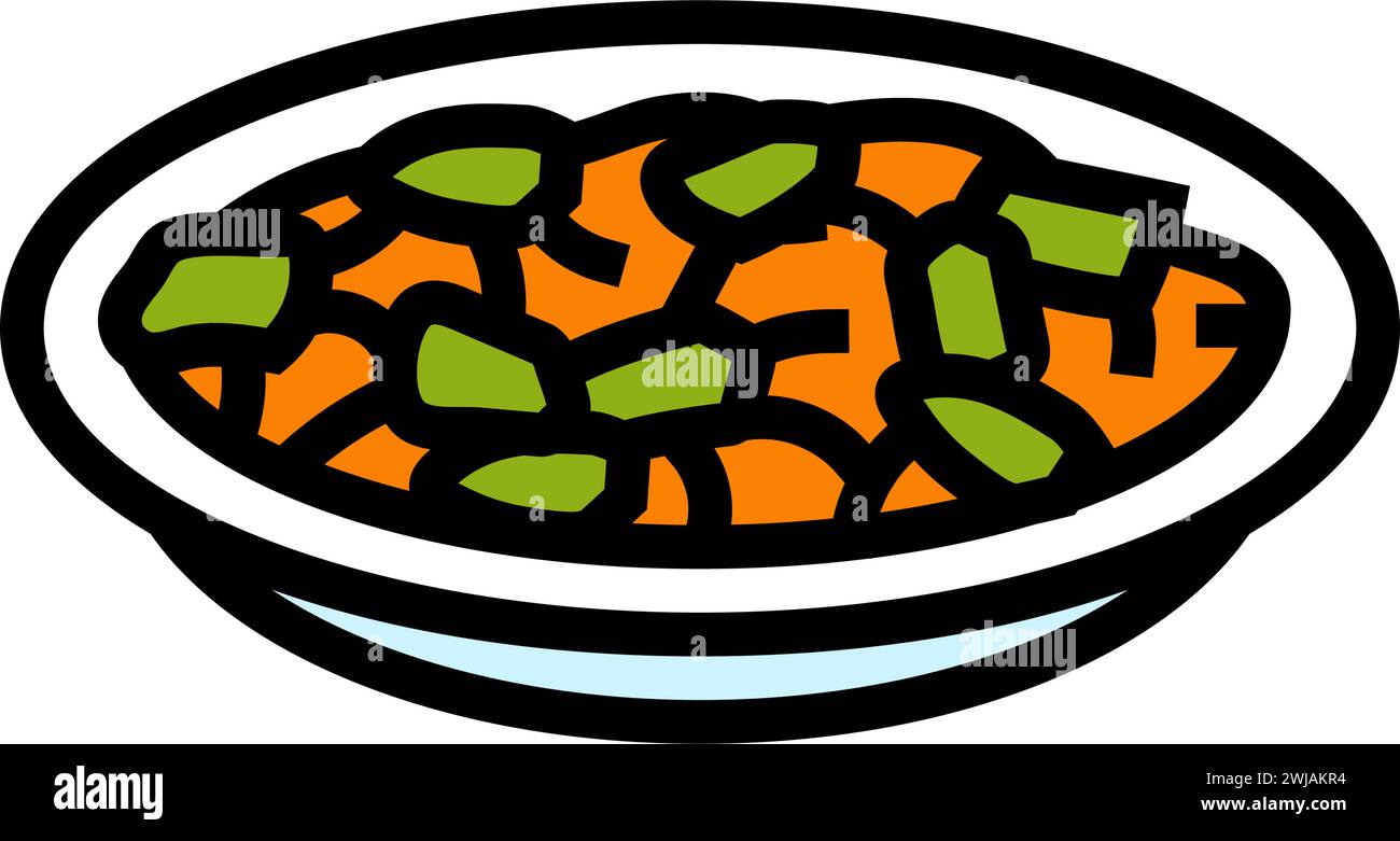 bhindi masala indian cuisine color icon vector illustration Stock ...