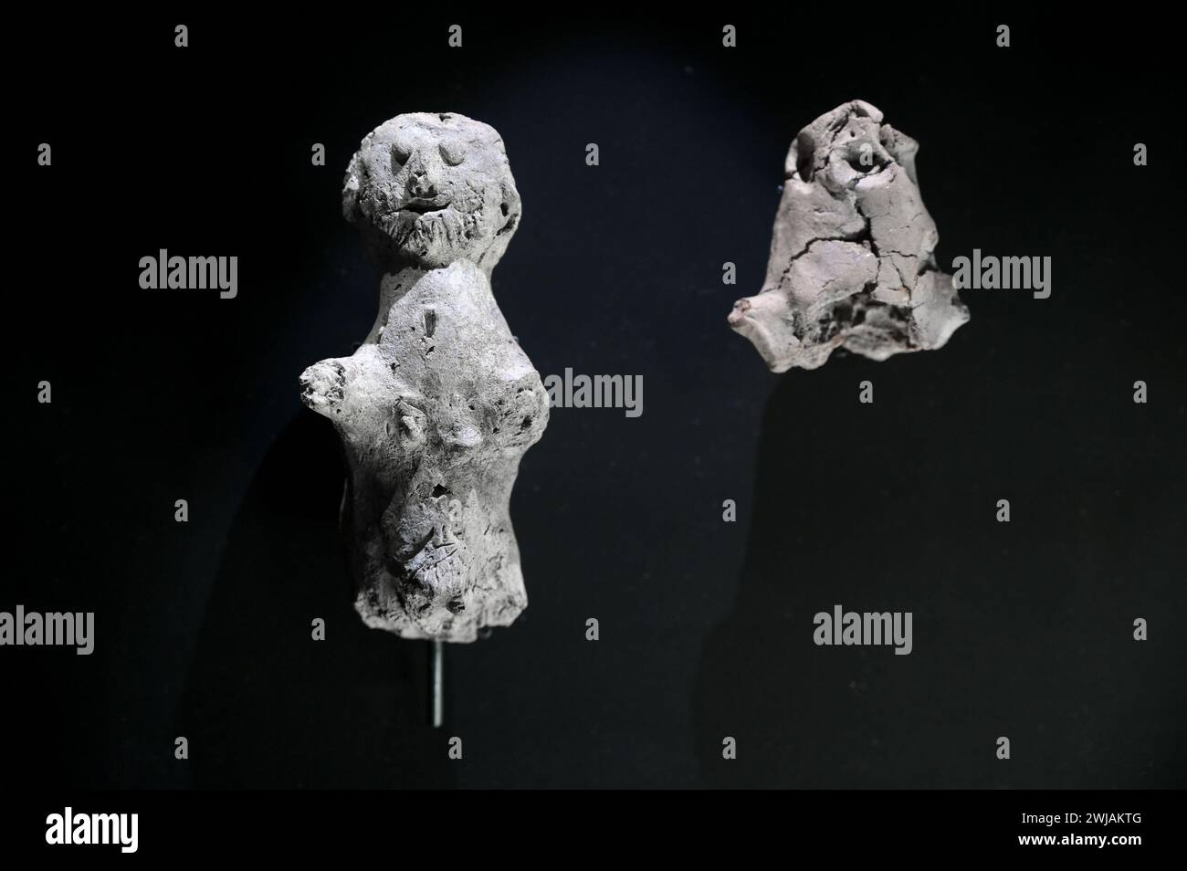 05 February 2024, Saxony-Anhalt, Halle (Saale): Clay figurines from the ...