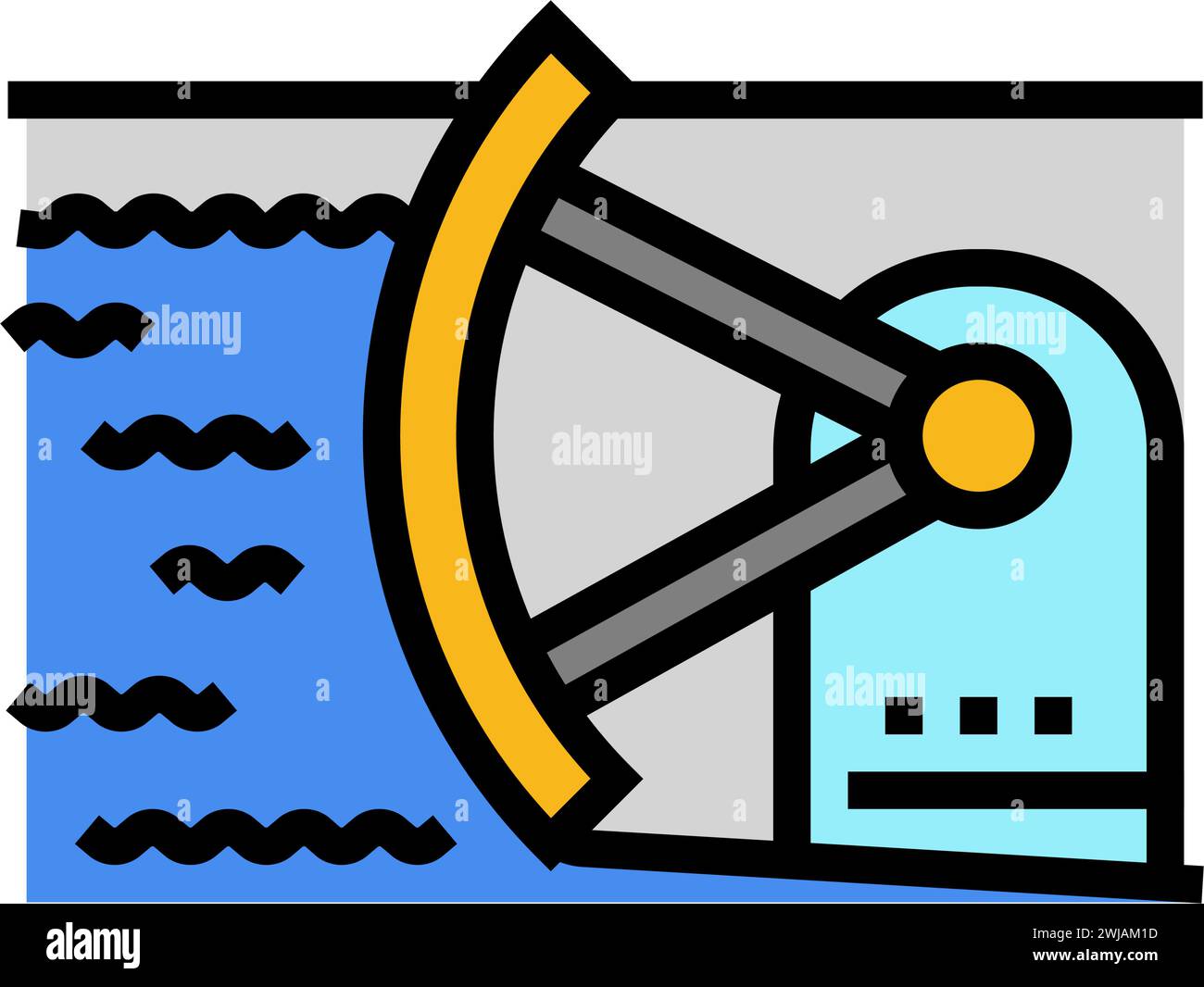 spillway gates hydroelectric power color icon vector illustration Stock ...