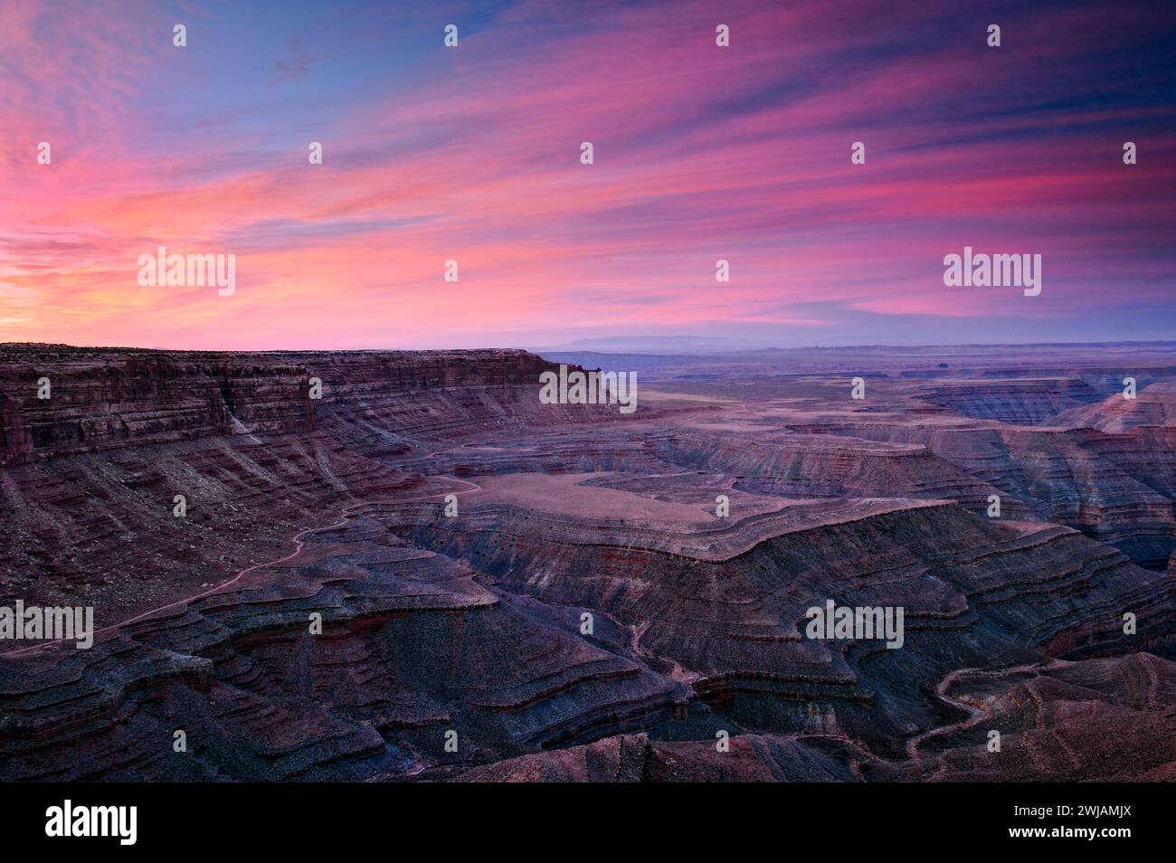 An aerial sunset view over Muley Point, Utah Stock Photo - Alamy
