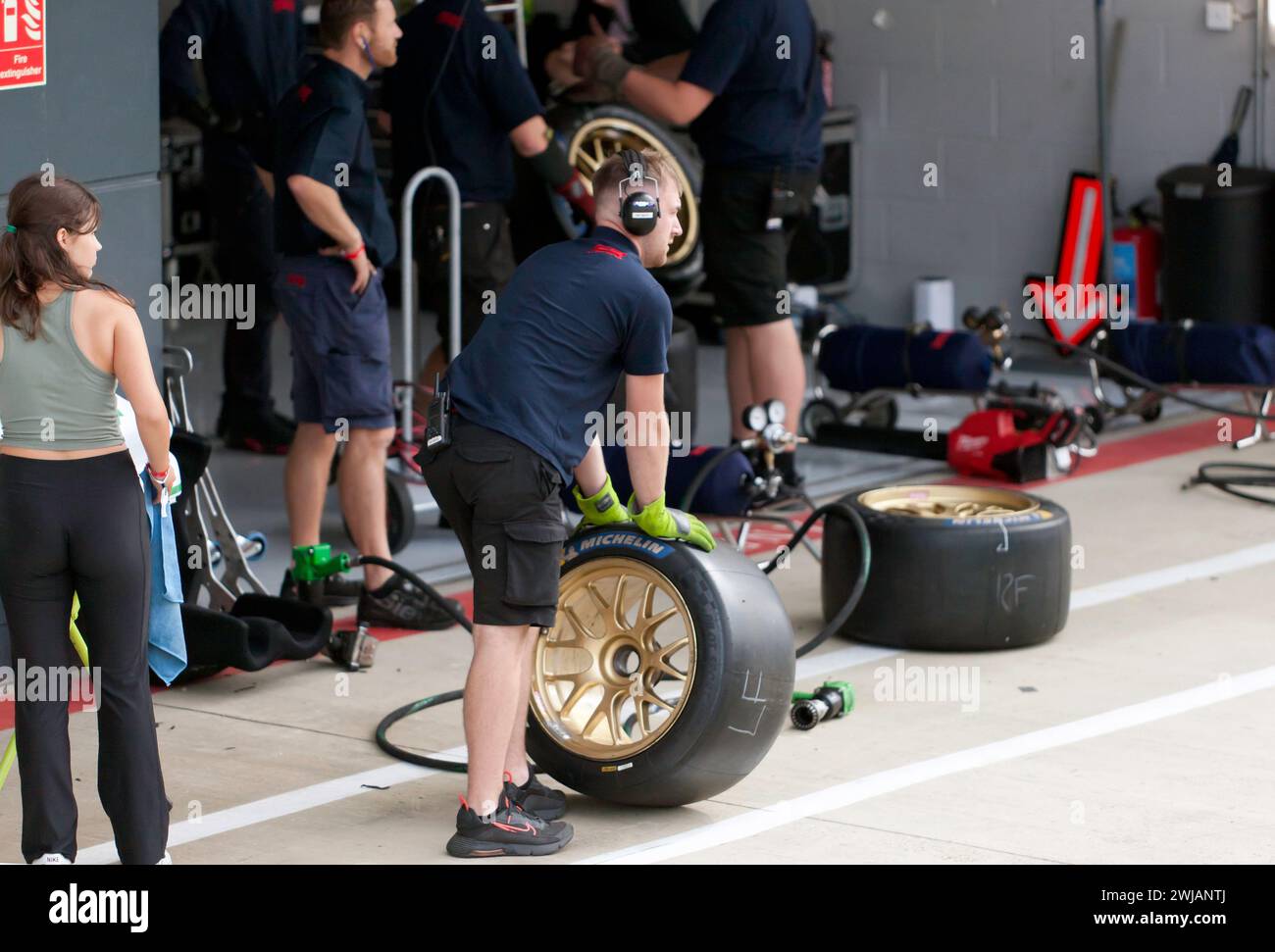 Close-up of Pit Crew preparing for a Tyre Change, during the Masters ...