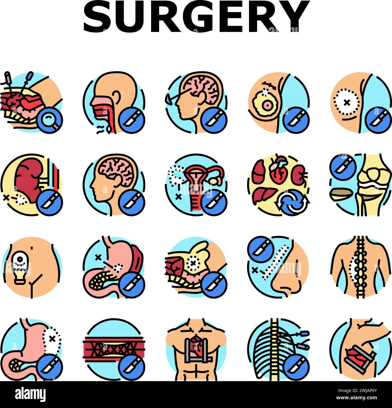 Surgery Hospital Health Icons Set Vector Stock Vector Image And Art Alamy