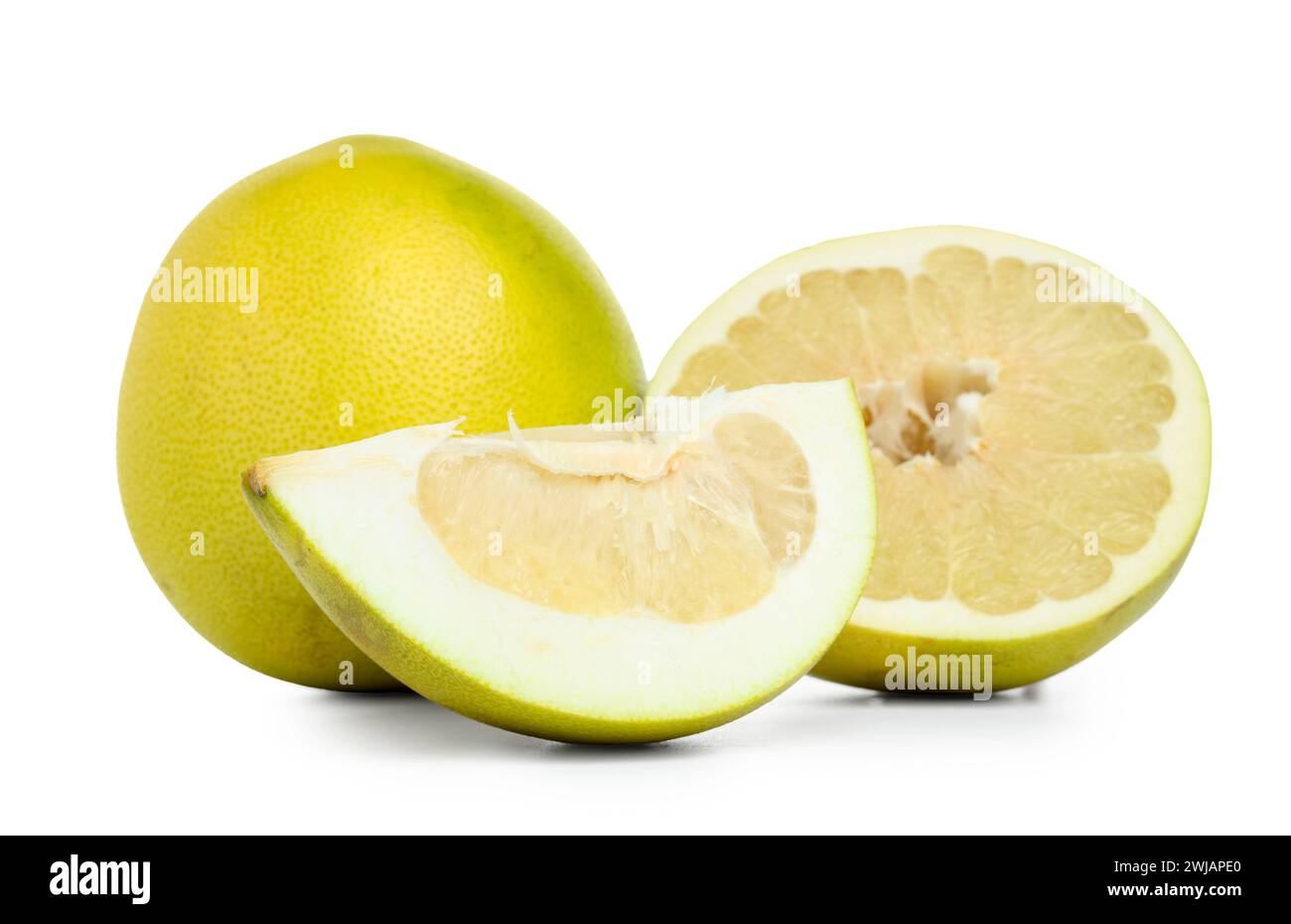 Fresh pomelo fruits on white background Stock Photo - Alamy