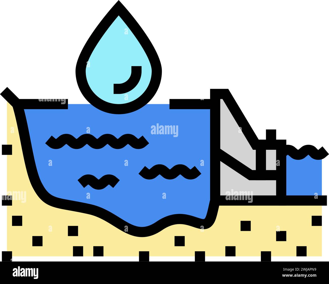 water reservoir hydroelectric power color icon vector illustration ...