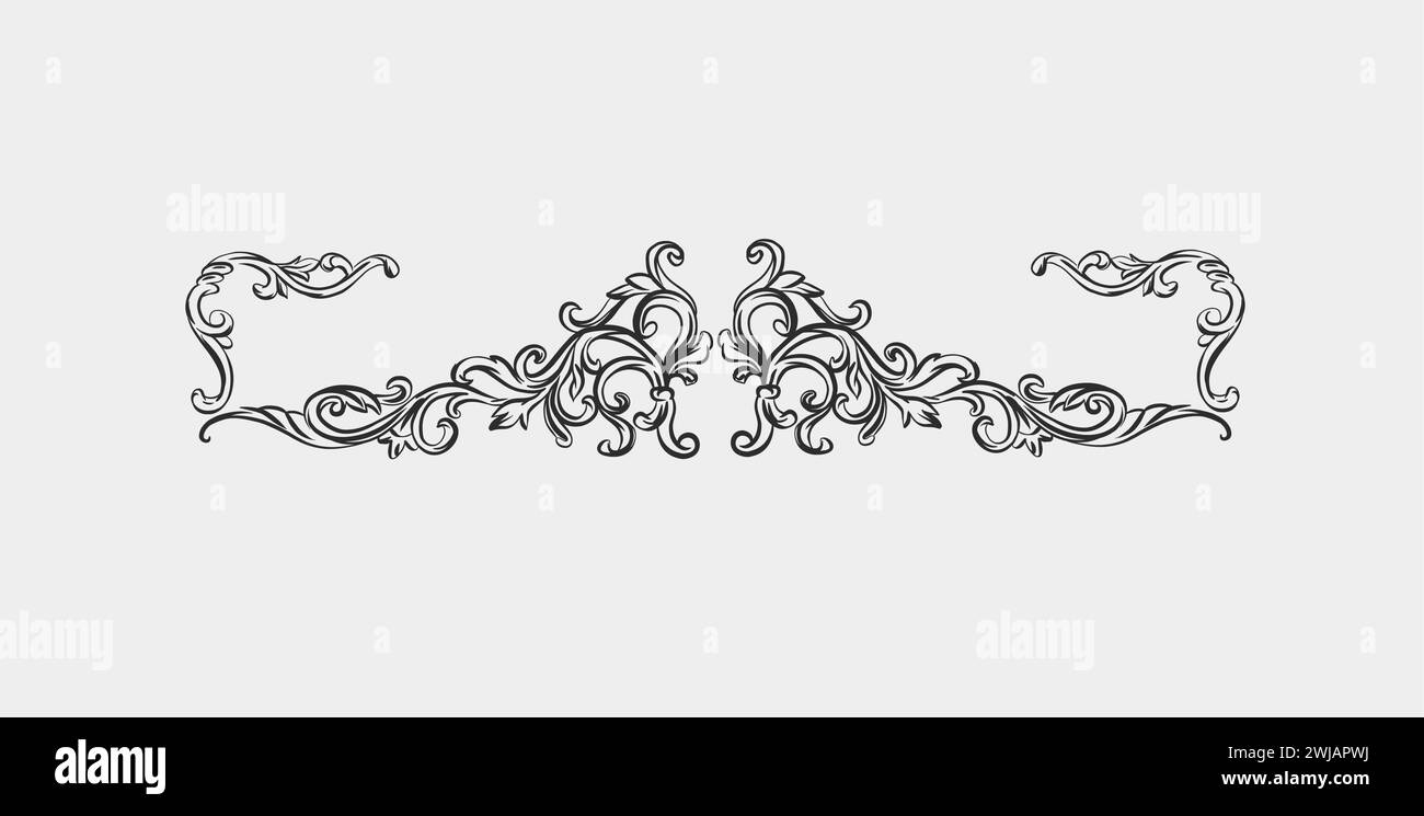 Hand drawn vector abstract outline,graphic,line vintage baroque ...