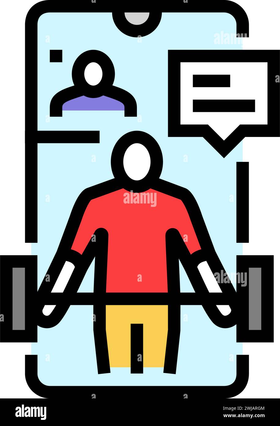 remote fitness coaching color icon vector illustration Stock Vector ...