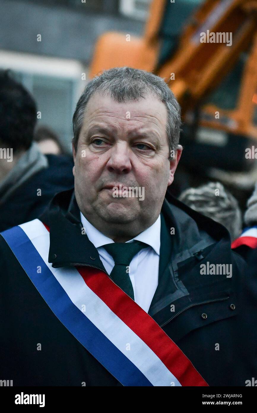 French Senator Pascal Savoldelli looks on during a visit to a housing ...