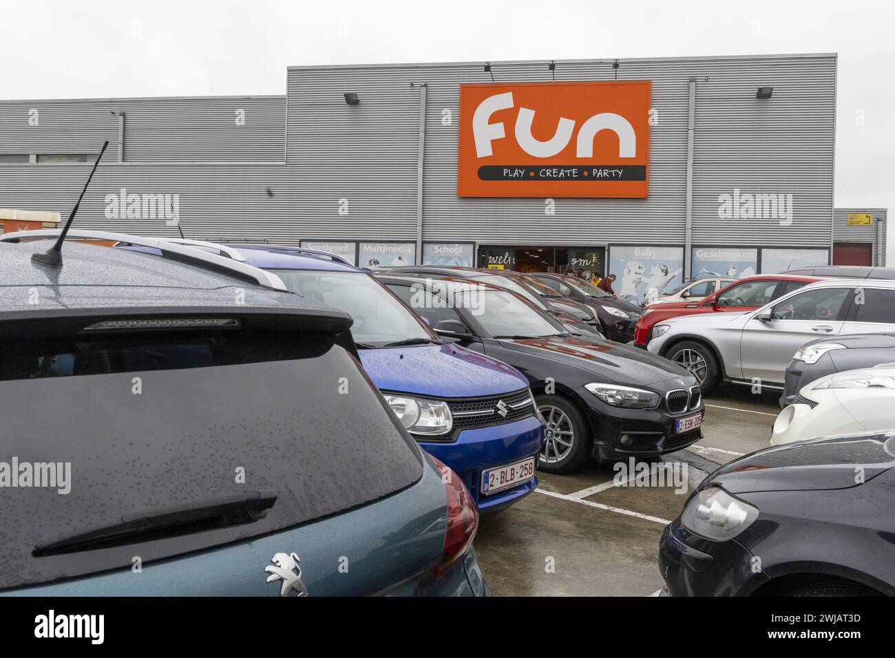 Ninove Belgium 14th Feb 2024 The Parking Lot Of The Fun Toy Store Ninove Belgium 14th Feb 2024 The Parking Lot Of The Fun Toy Store
