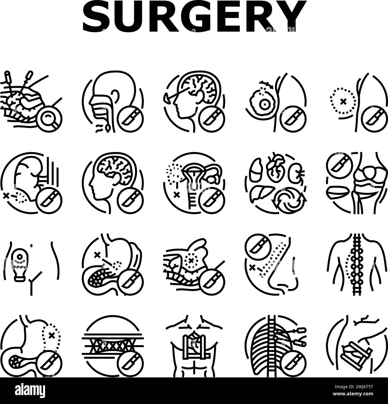 Surgery Hospital Health Icons Set Vector Stock Vector Image And Art Alamy