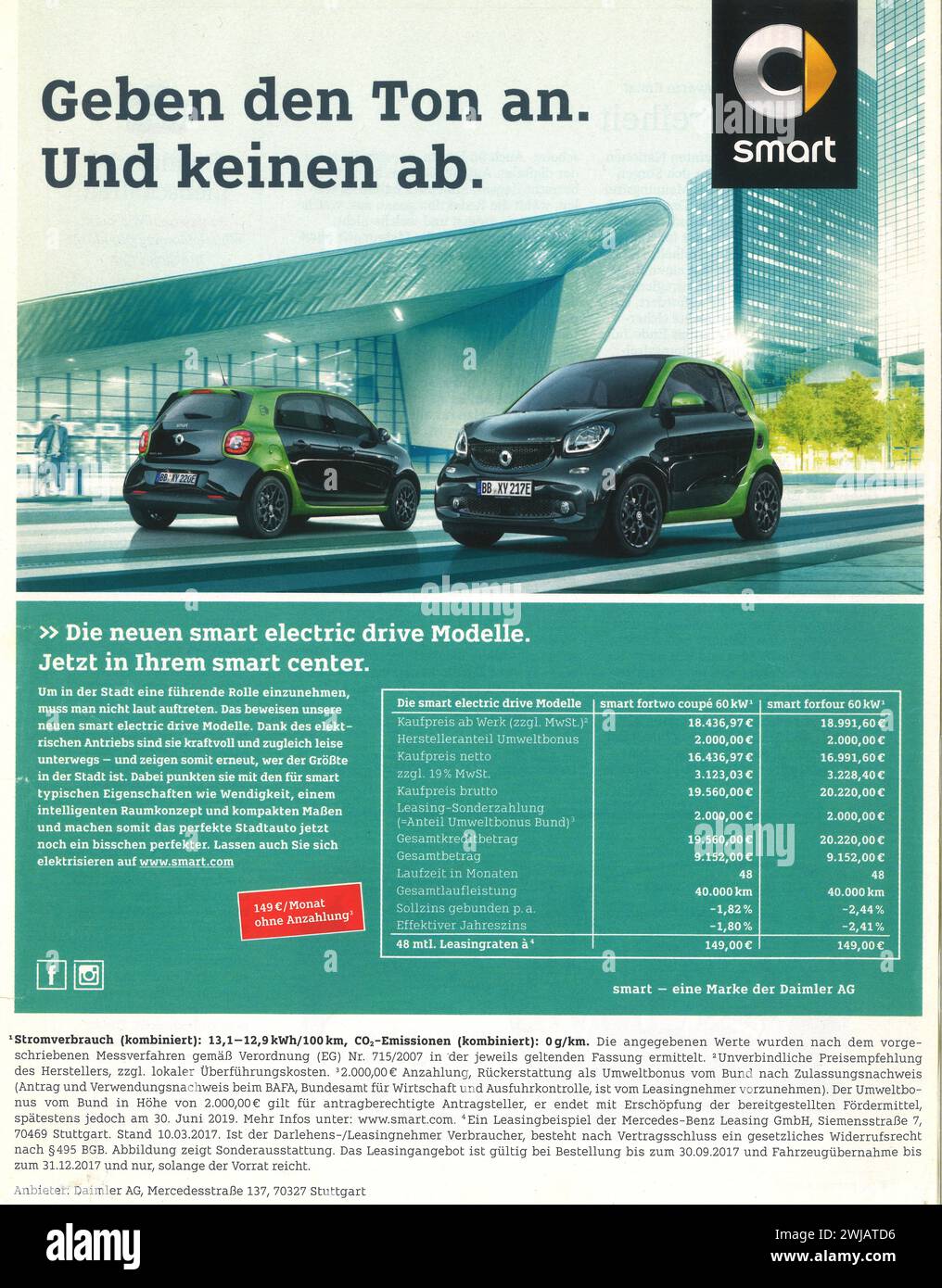 2017 The electric cars from smart Mercedes-Benz, Daimler AG ad in ...