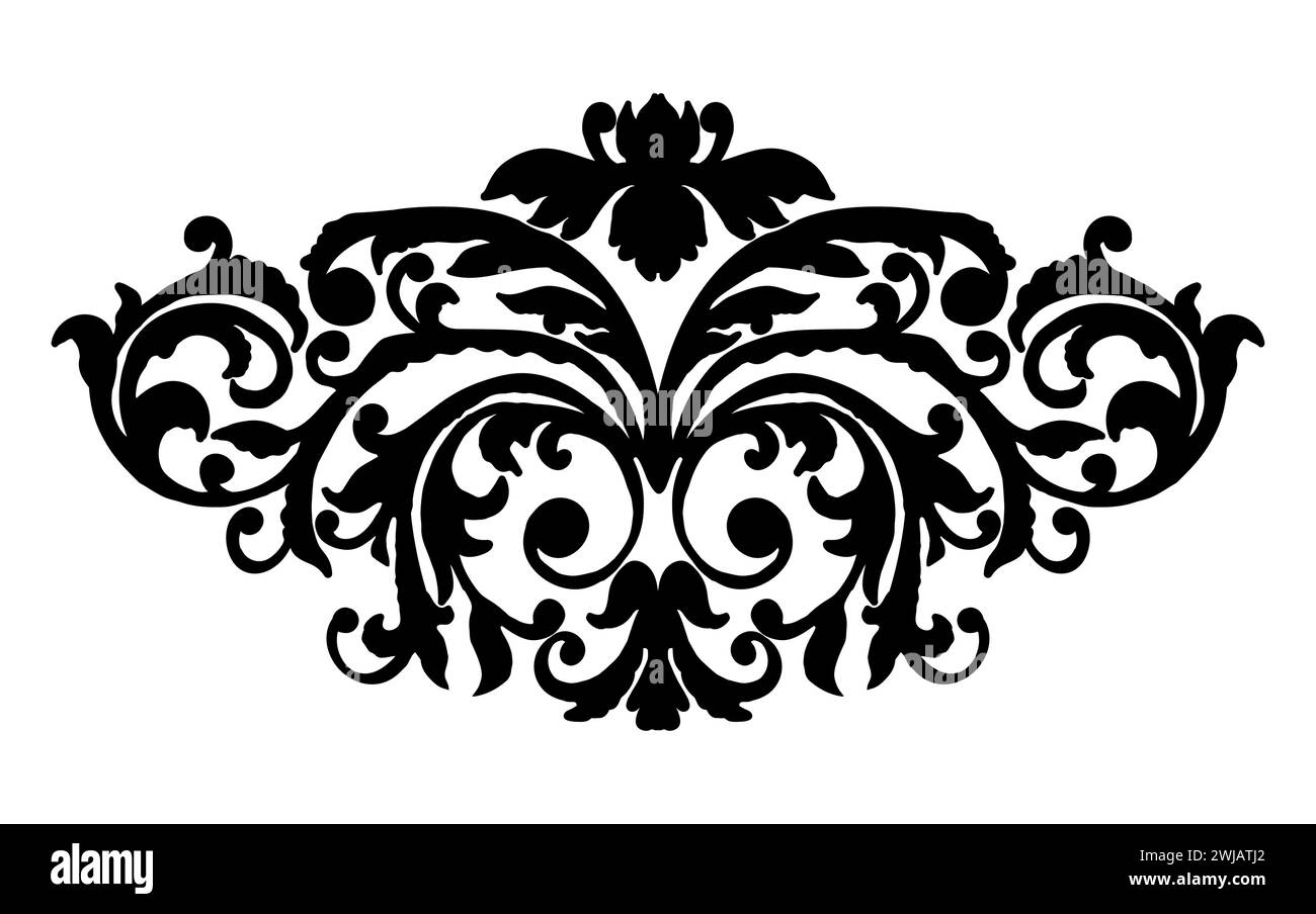 Vector damask vintage baroque scroll ornament swirl. Victorian monogram ...