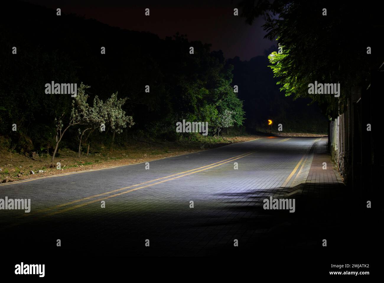 empty road outside the city at night Stock Photo - Alamy