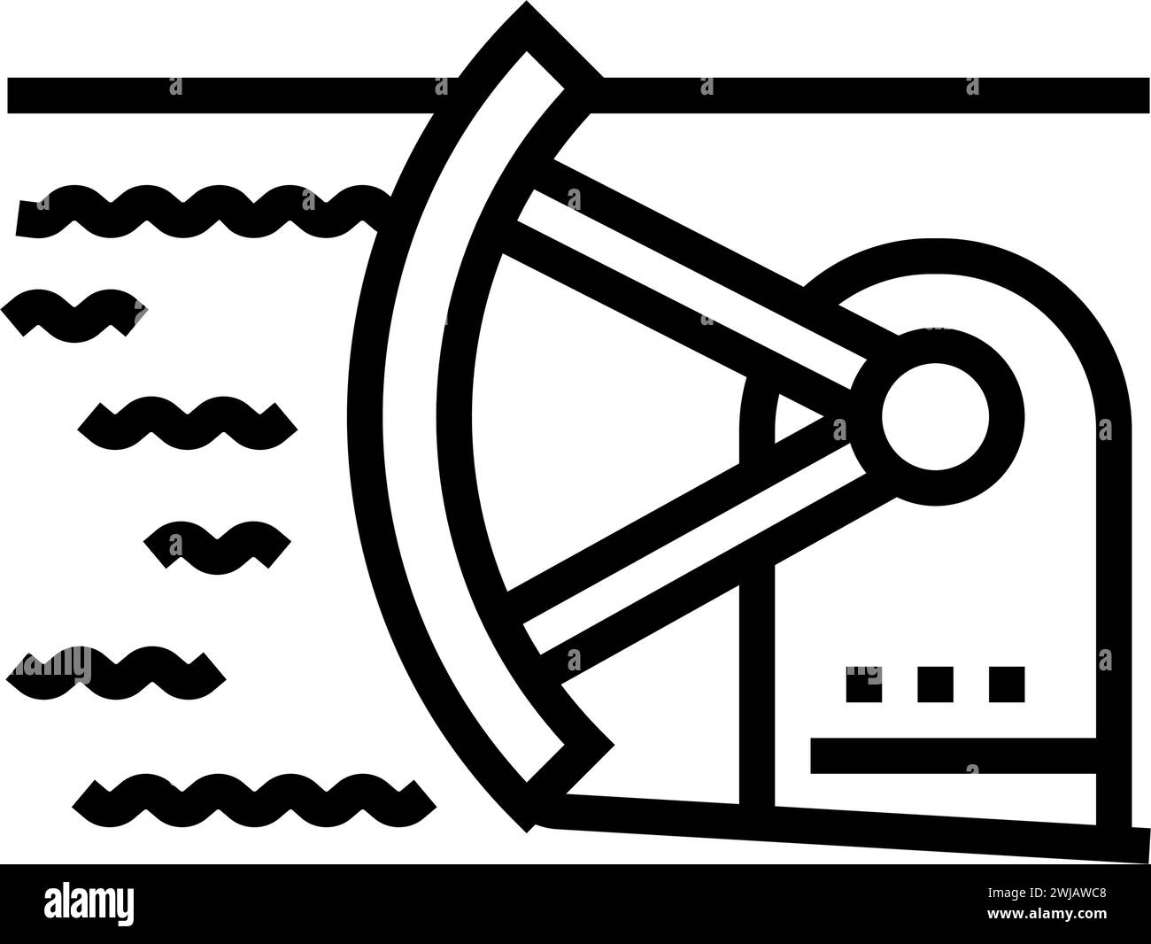 spillway gates hydroelectric power line icon vector illustration Stock ...