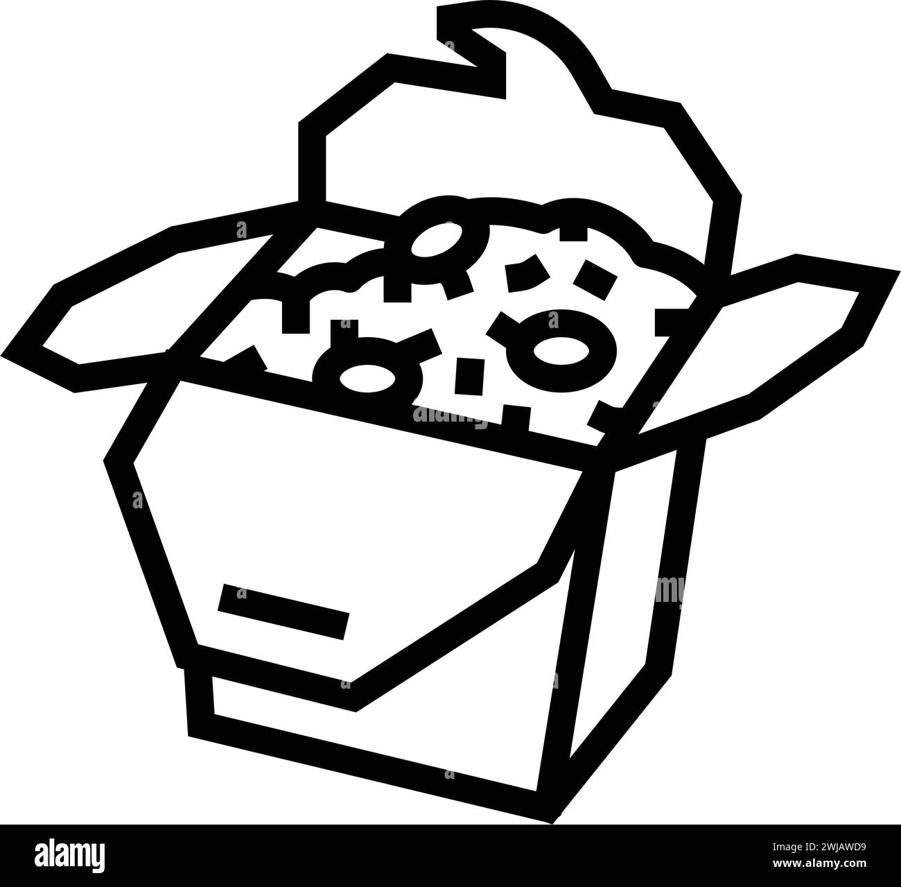 fried rice fast food line icon vector illustration Stock Vector Image ...