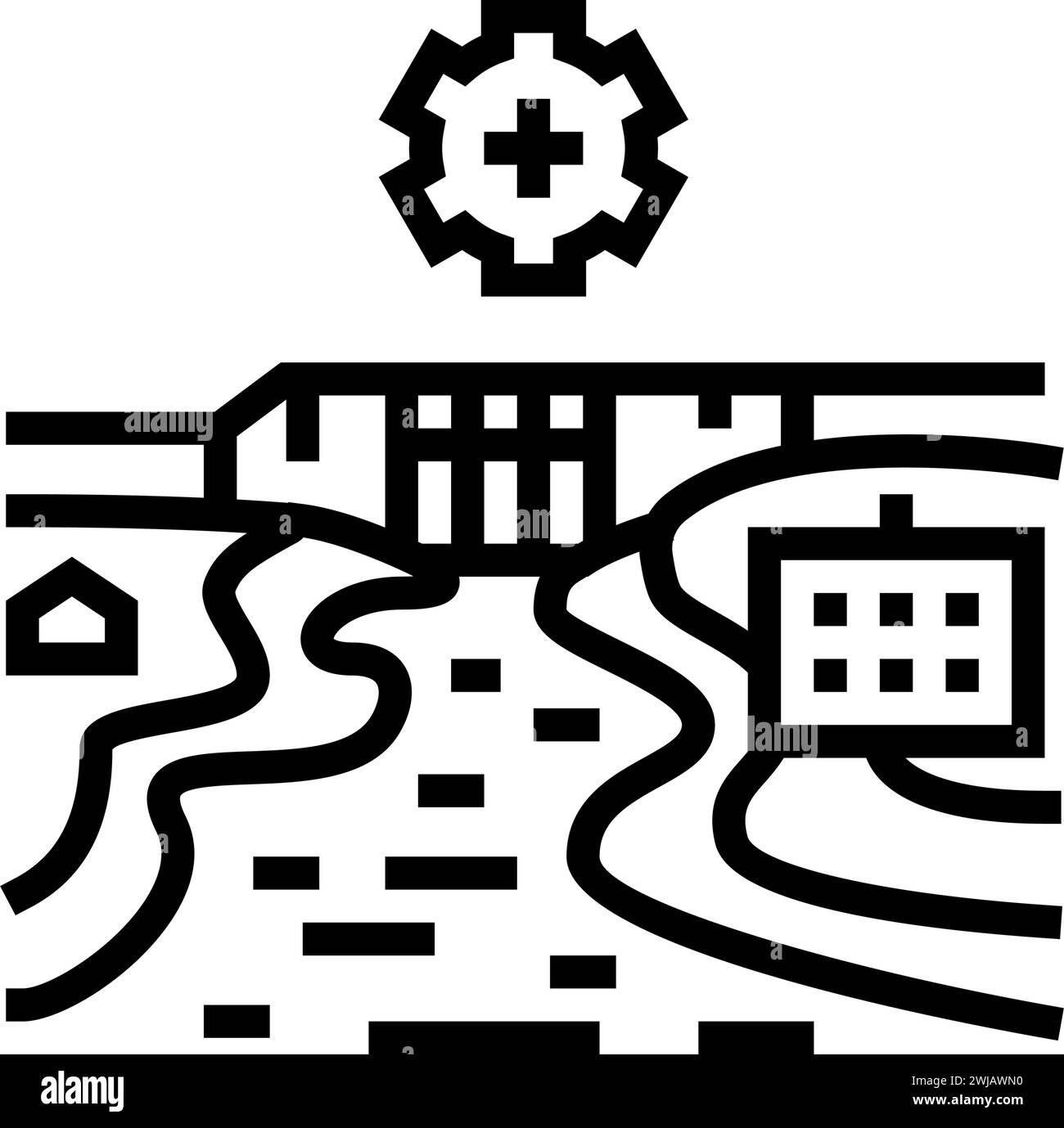 hydro infrastructure hydroelectric power line icon vector illustration ...