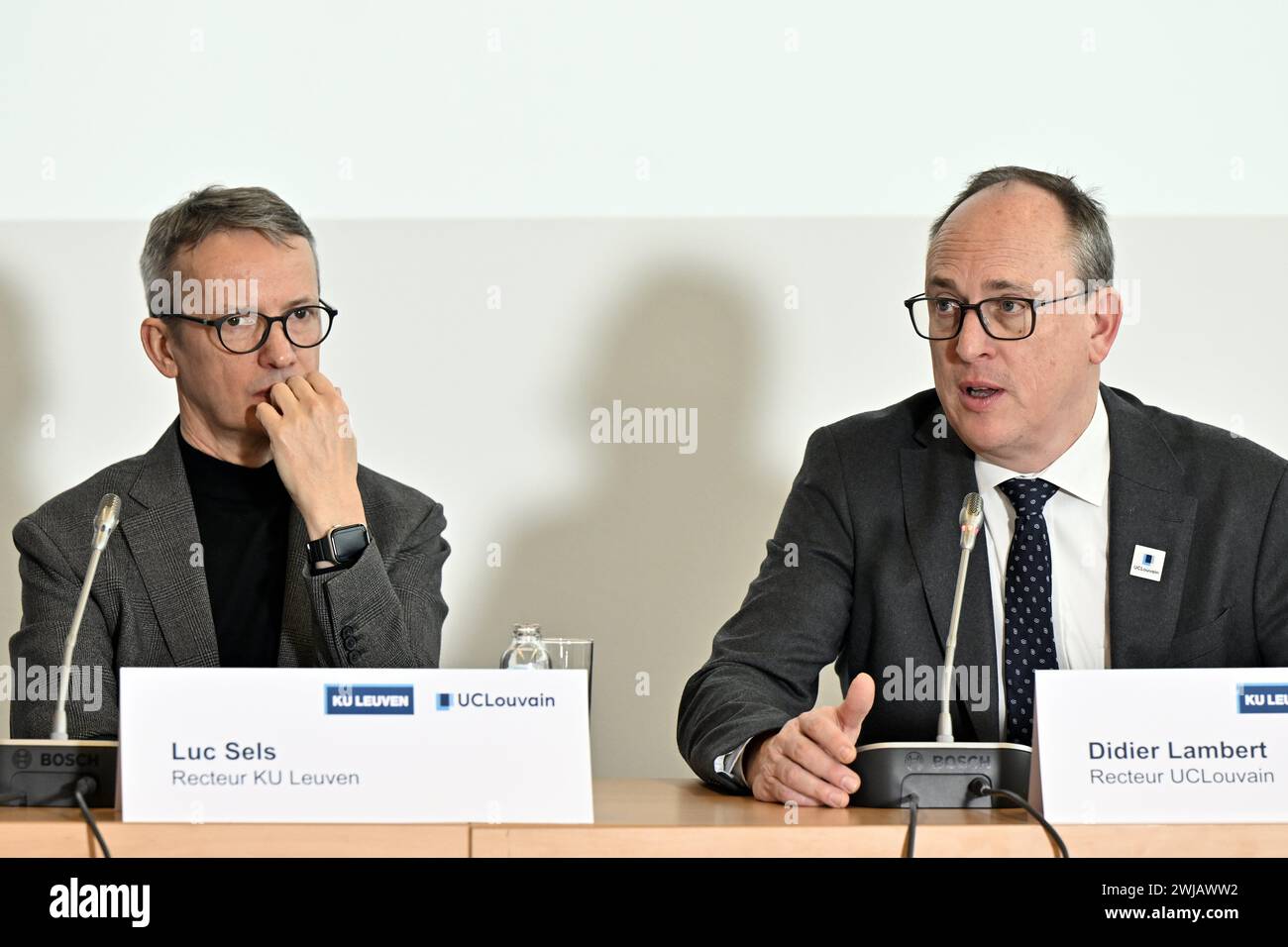 Louvain La Neuve, Belgium. 14th Feb, 2024. KU Leuven rector Luc Sels ...
