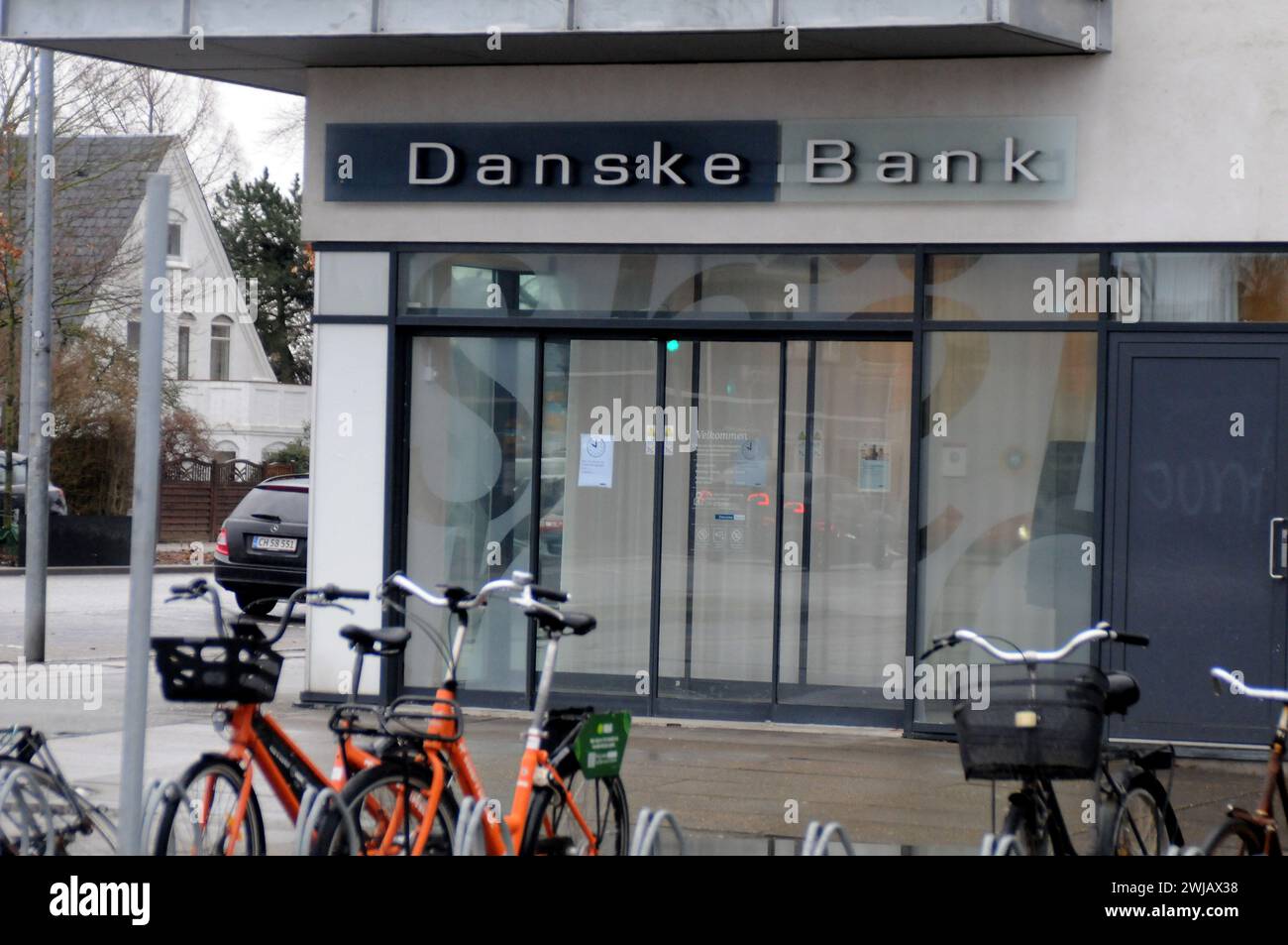 Copenhagen, Denmark/14 February 2024/. Danske bank head office building in danish capital ...