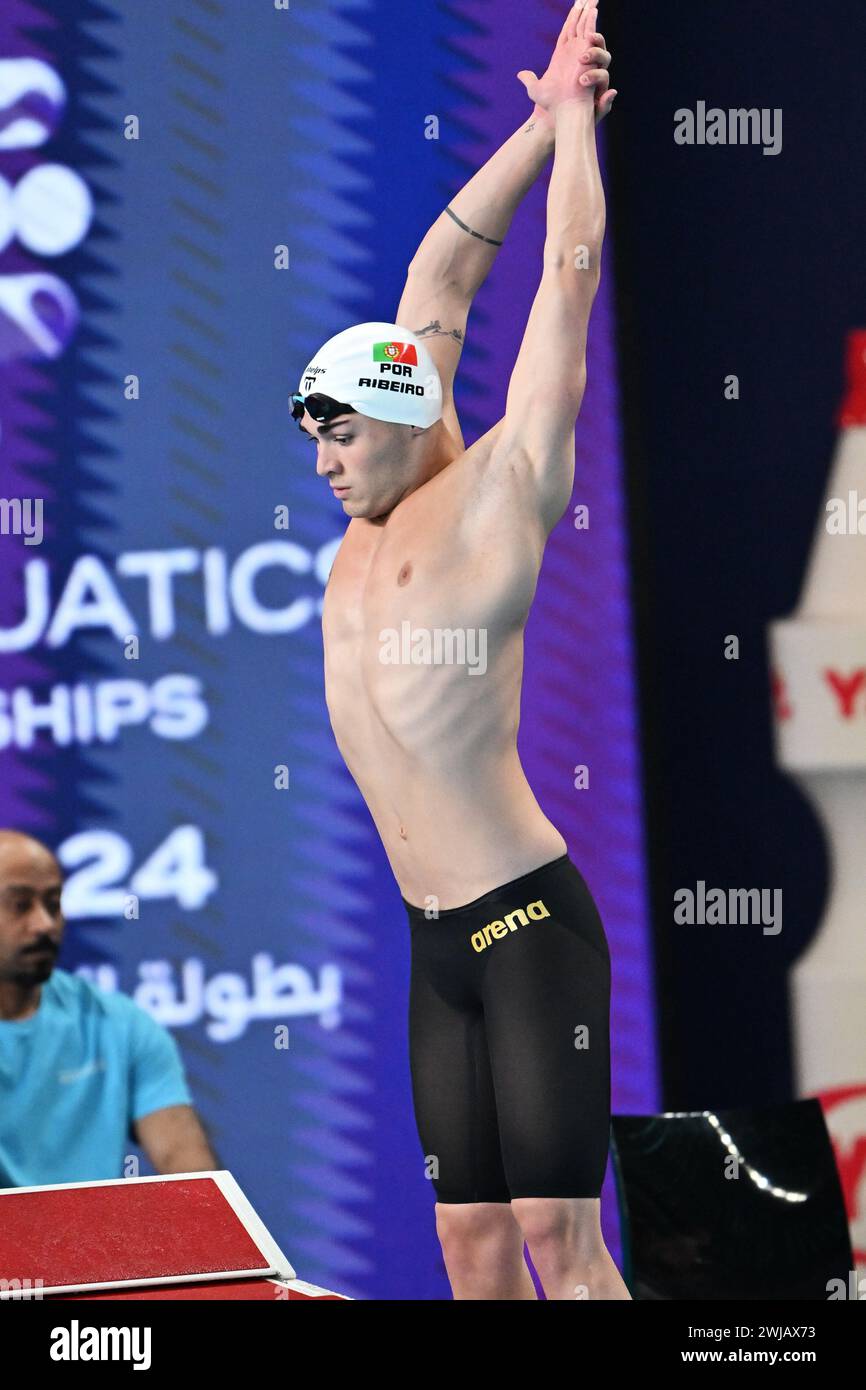 Doha, Qat. 14th Feb, 2024. Diogo Ribeiro from Portugal World Aquatics ...