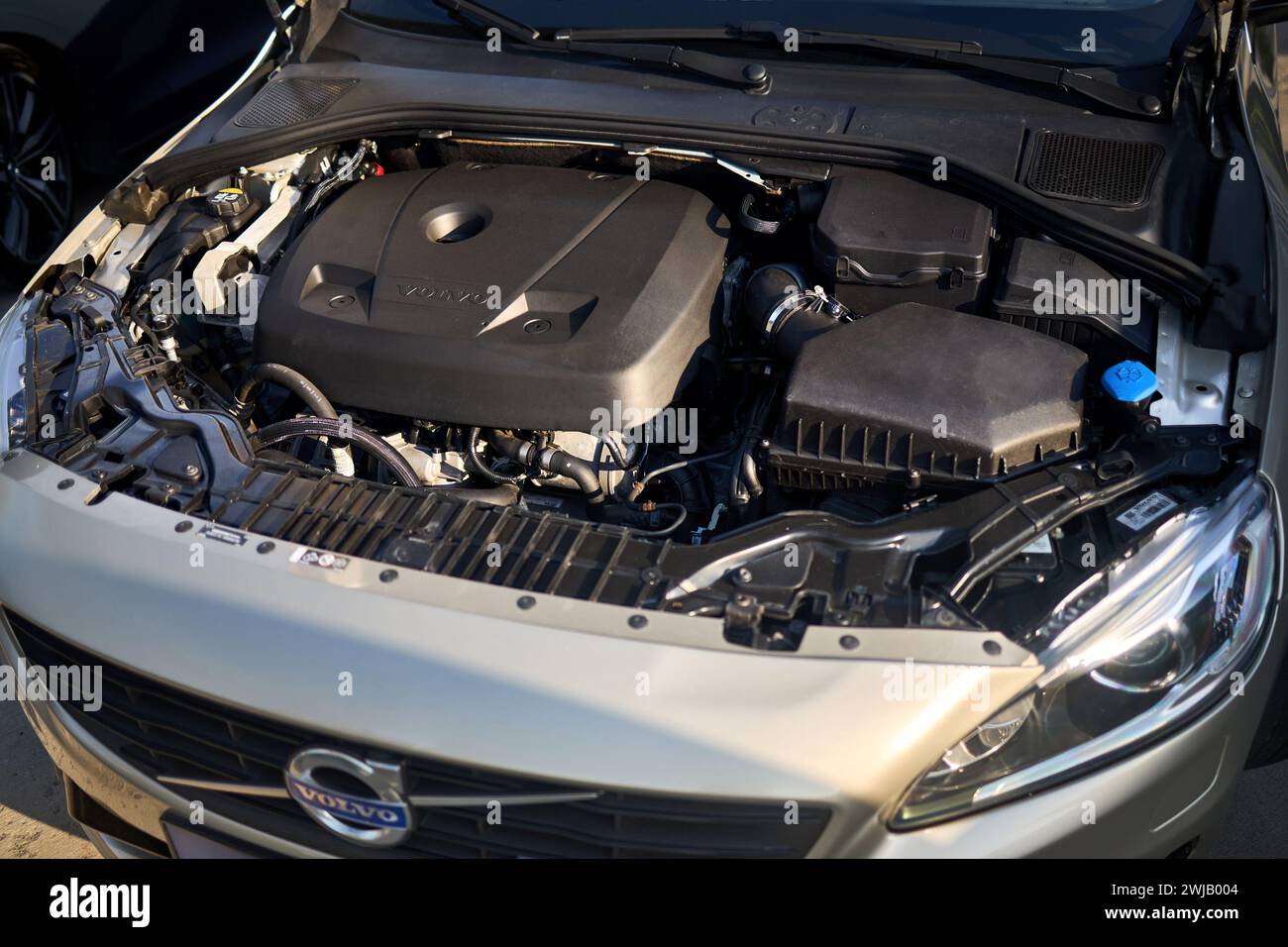 Berlin, Germany - August 20, 2022: engine cover in engine bay of 3rd ...