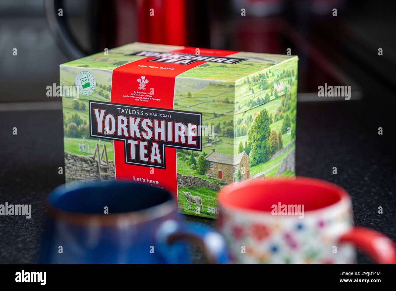 West Yorkshire, UK.14th Feb, 2024. Yorkshire Tea on a kitchen worktop ...