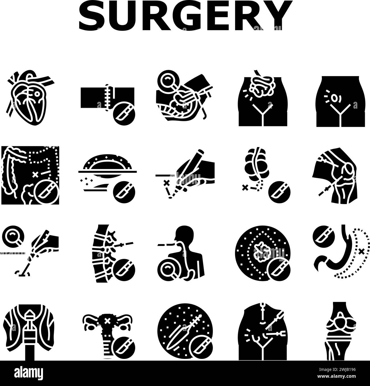 surgery doctor surgeon hospital icons set vector Stock Vector Image ...