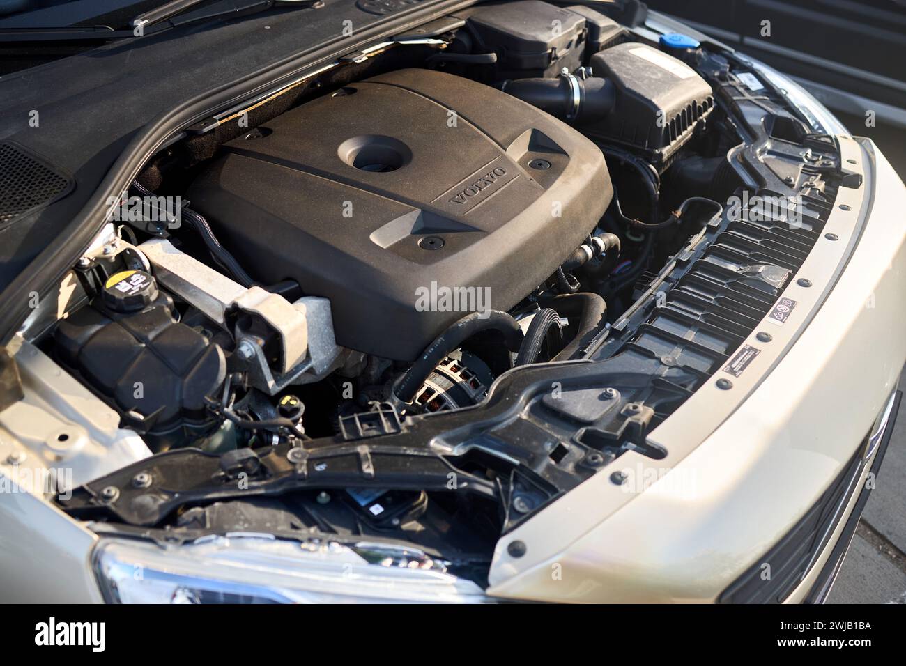Berlin, Germany - August 20, 2022: engine cover in engine bay of 3rd ...