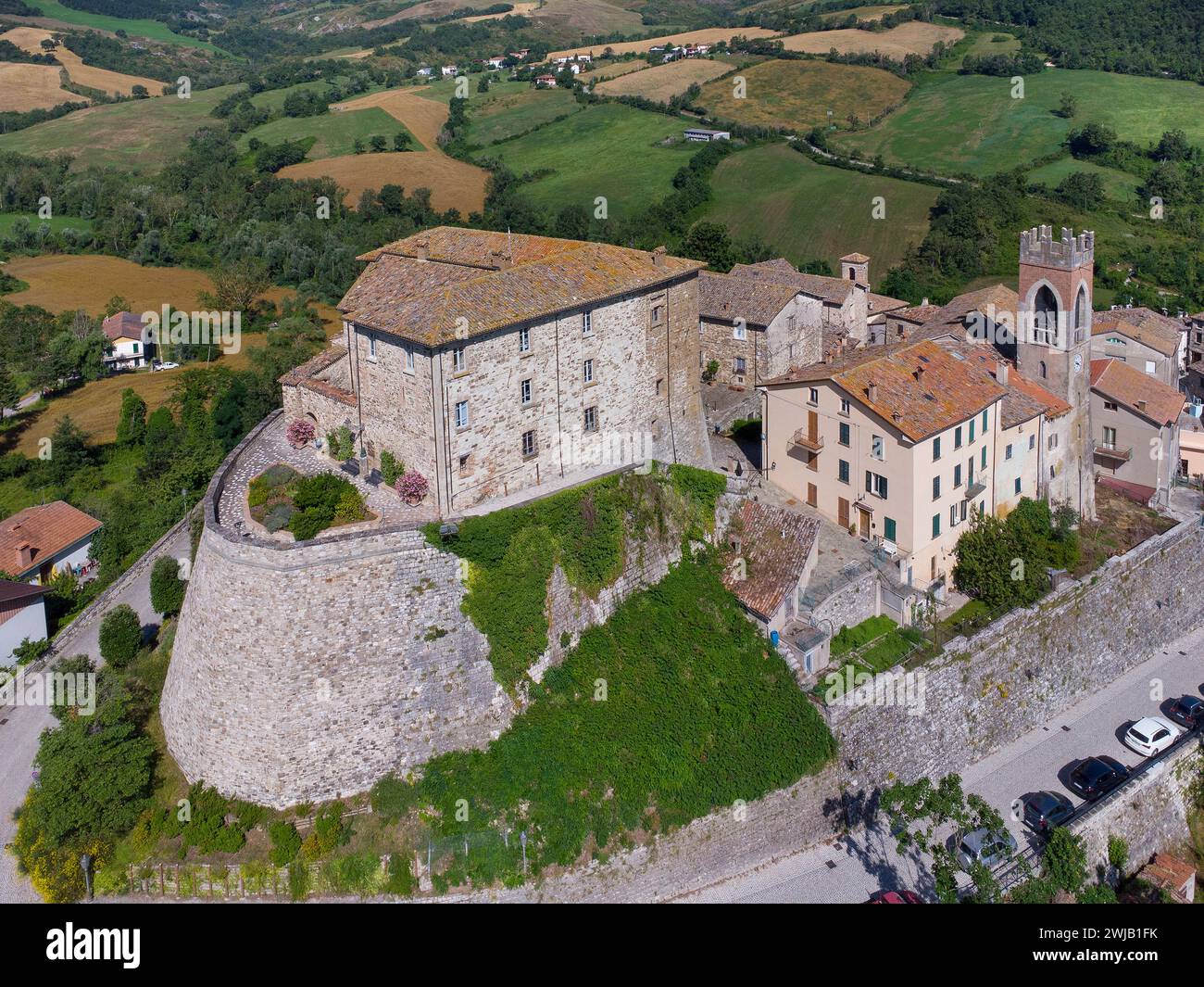 Monte Cerignone (Italy, Marche, province Pesaro, Montefeltro), the ...