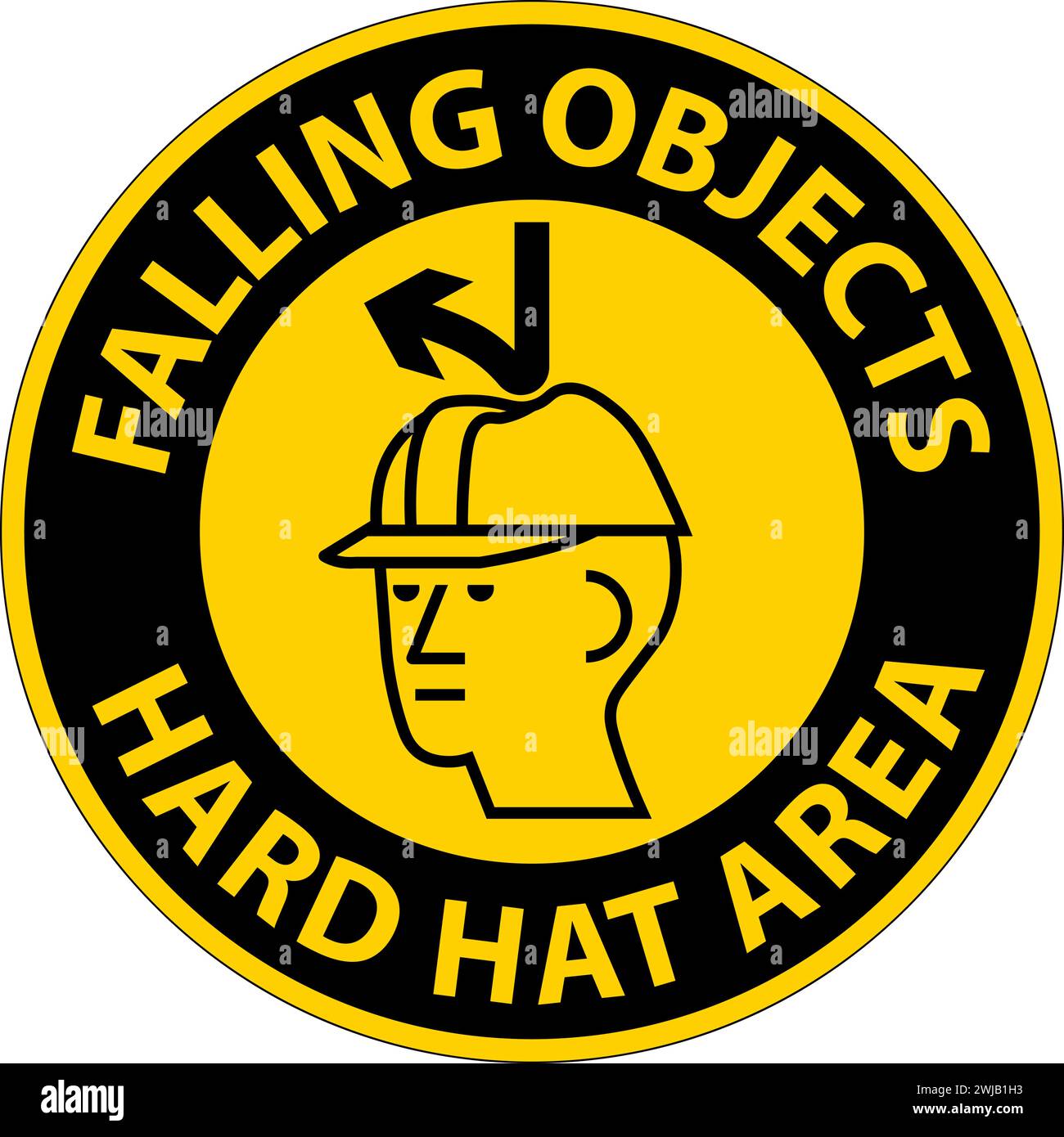 Caution Sign, Falling Objects Hard Hat Area Stock Vector Image & Art ...
