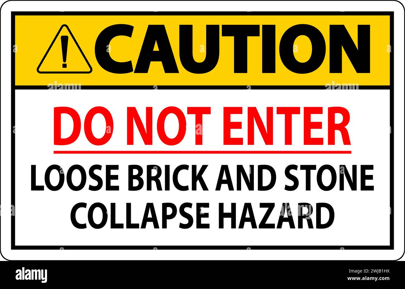 Caution Sign, Do Not Enter, Loose Brick And Stone Collapse Hazard Stock ...